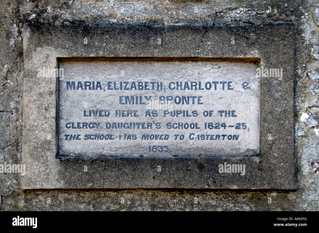 Plaque on former Clergy Daughters' School, Cowan Bridge. Yorkshire ...