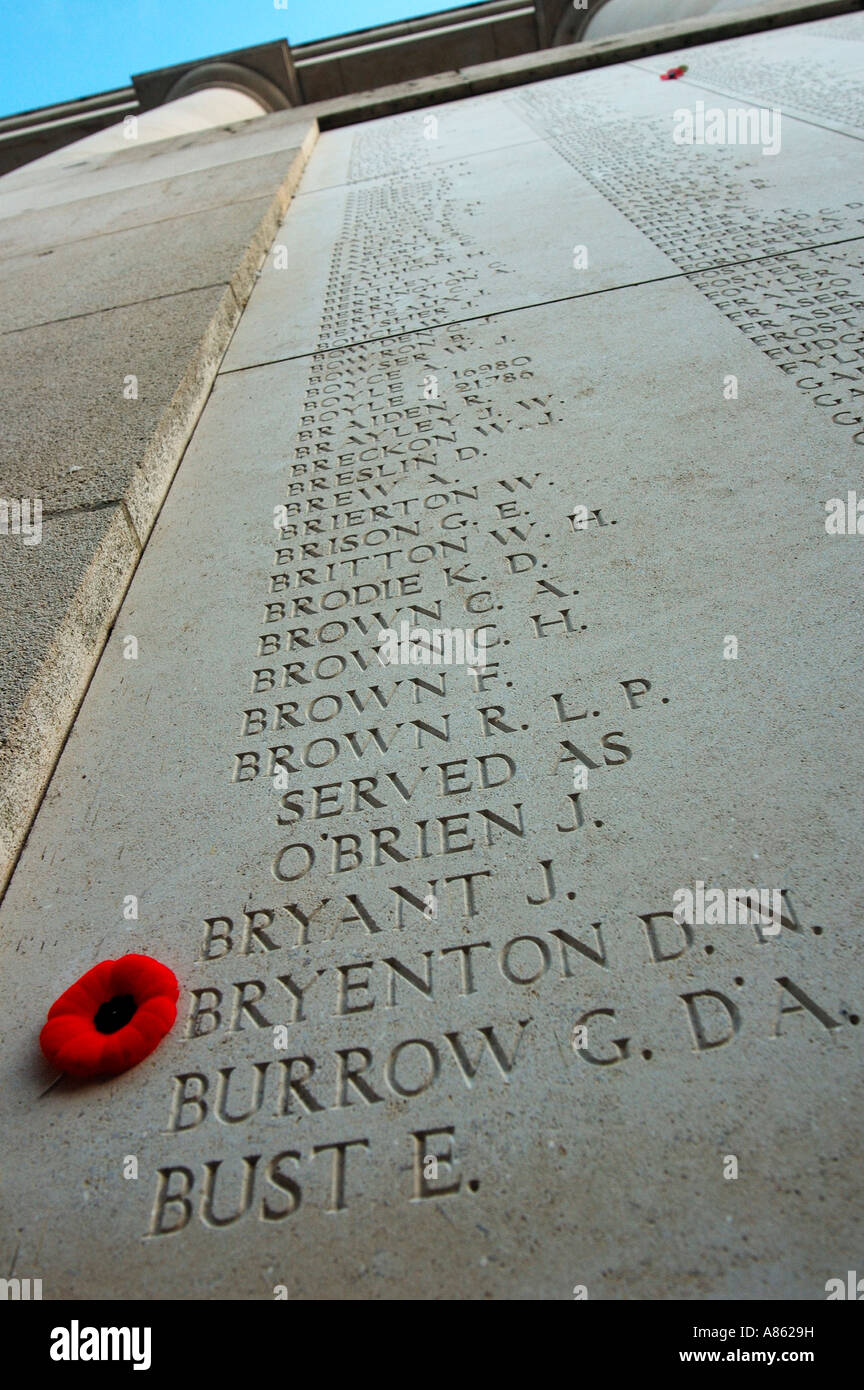 Names of soldiers killed in the First World War, commemorated on the ...