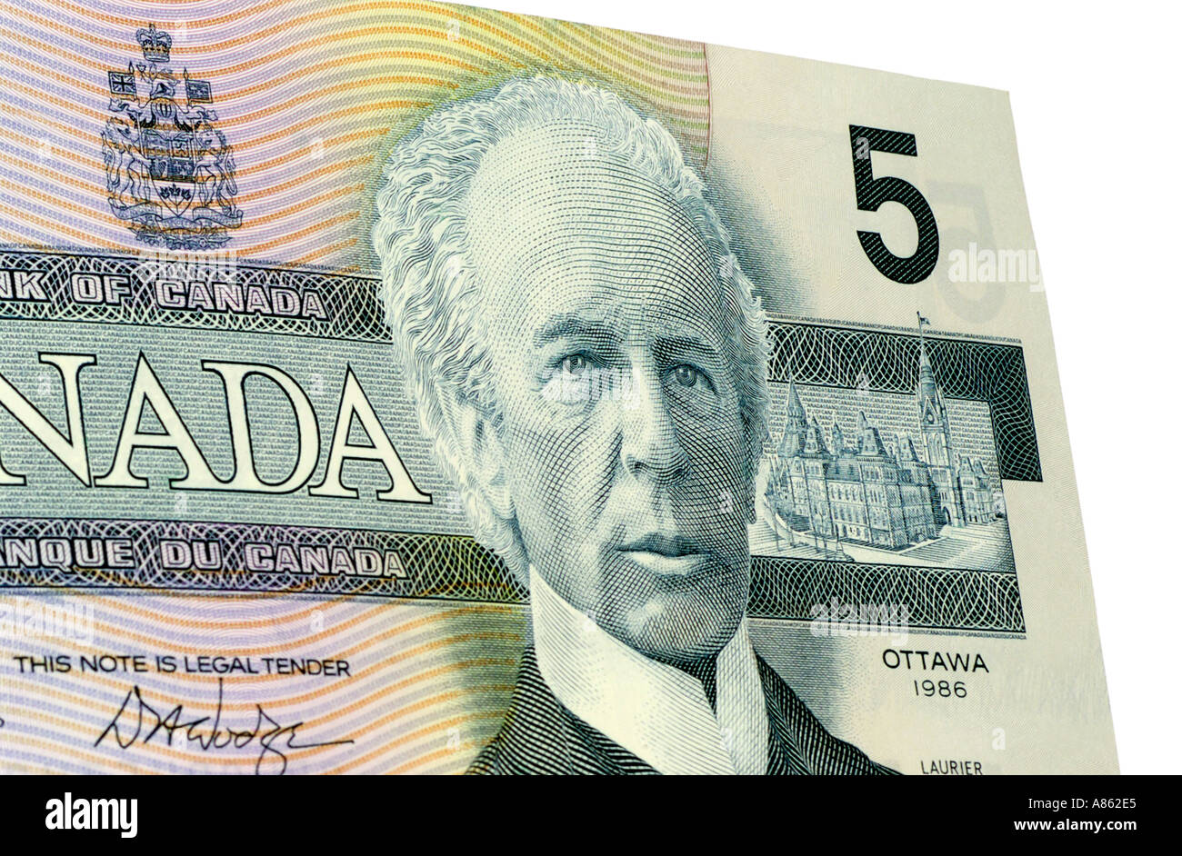 5 Canadian dollars bill Stock Photo - Alamy