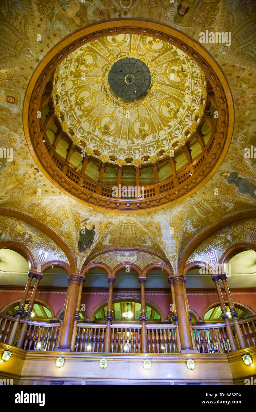 The ceiling design and dome in the foyer at Flagler college in St ...