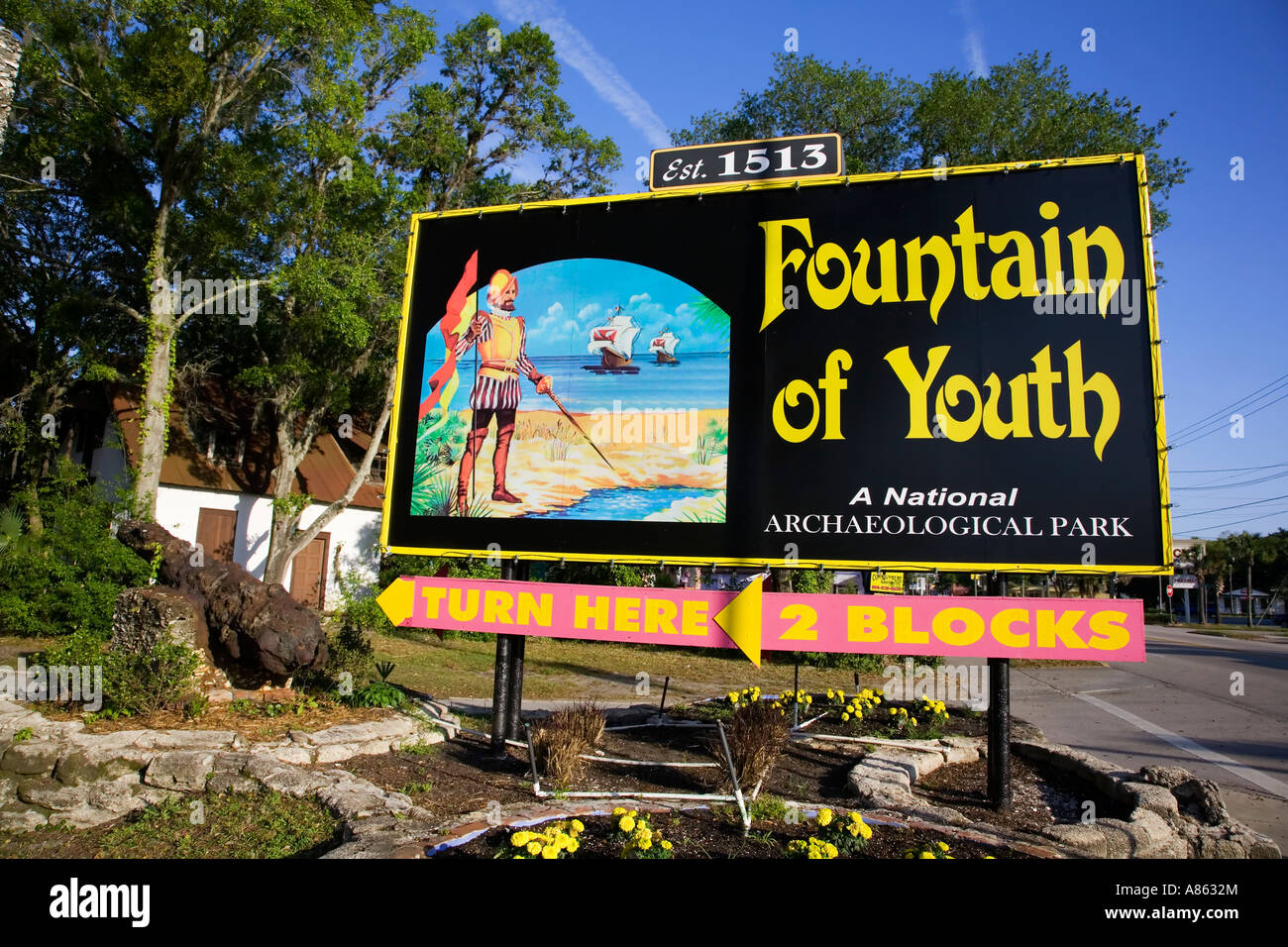The advertising sign for the fountain of youth St Augustine florida USA ...