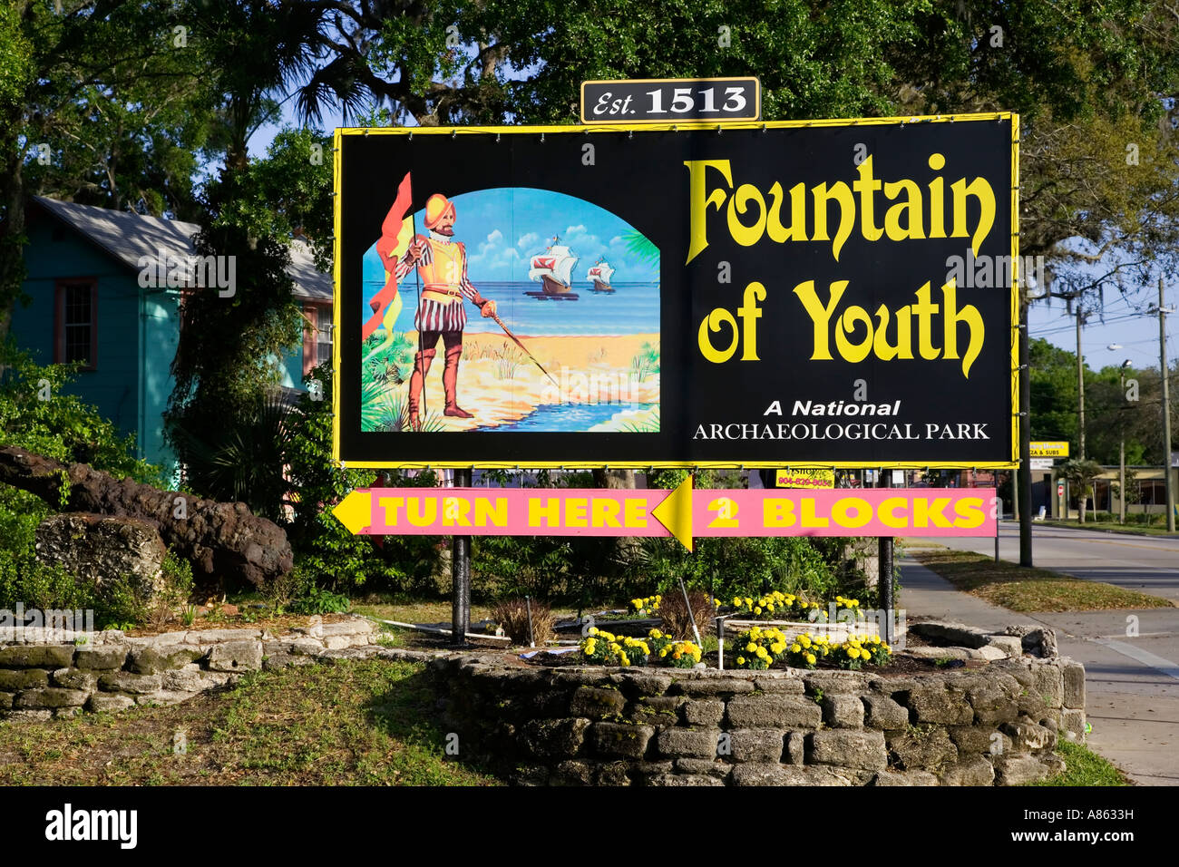 The advertising sign for the fountain of youth St Augustine florida USA ...