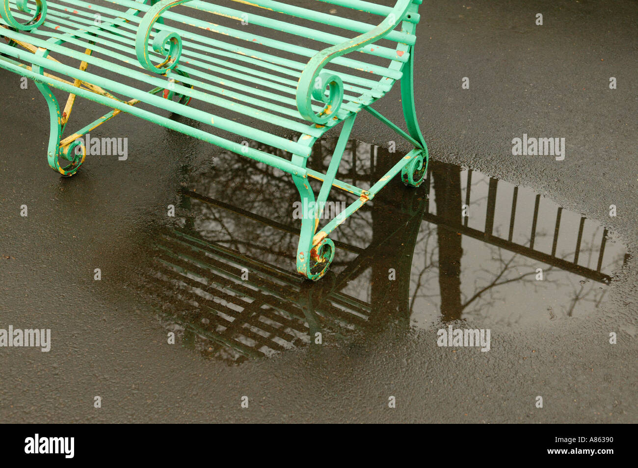 Park bench in playground Stock Photo - Alamy