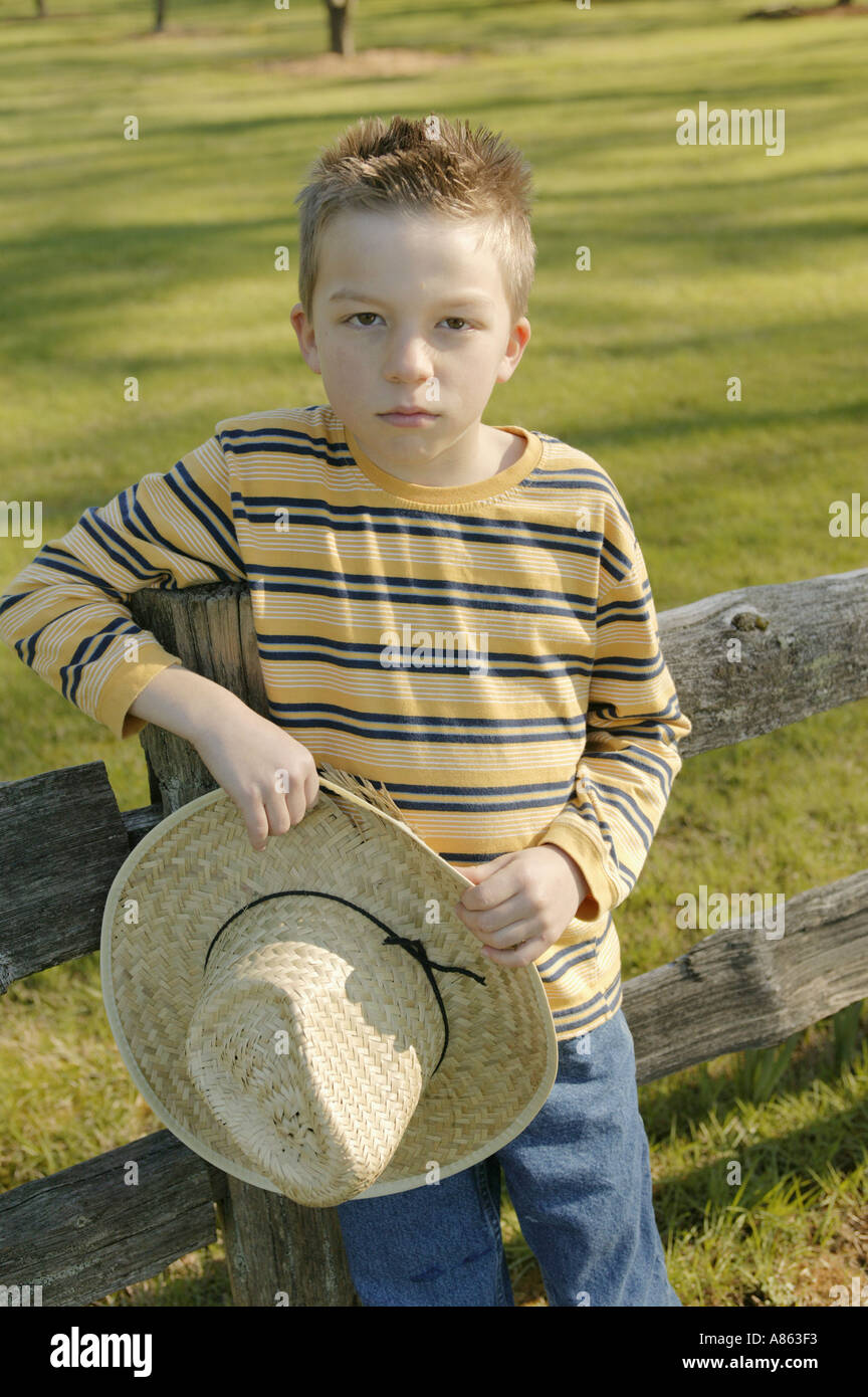 Boy with cowboy hat Stock Photo - Alamy