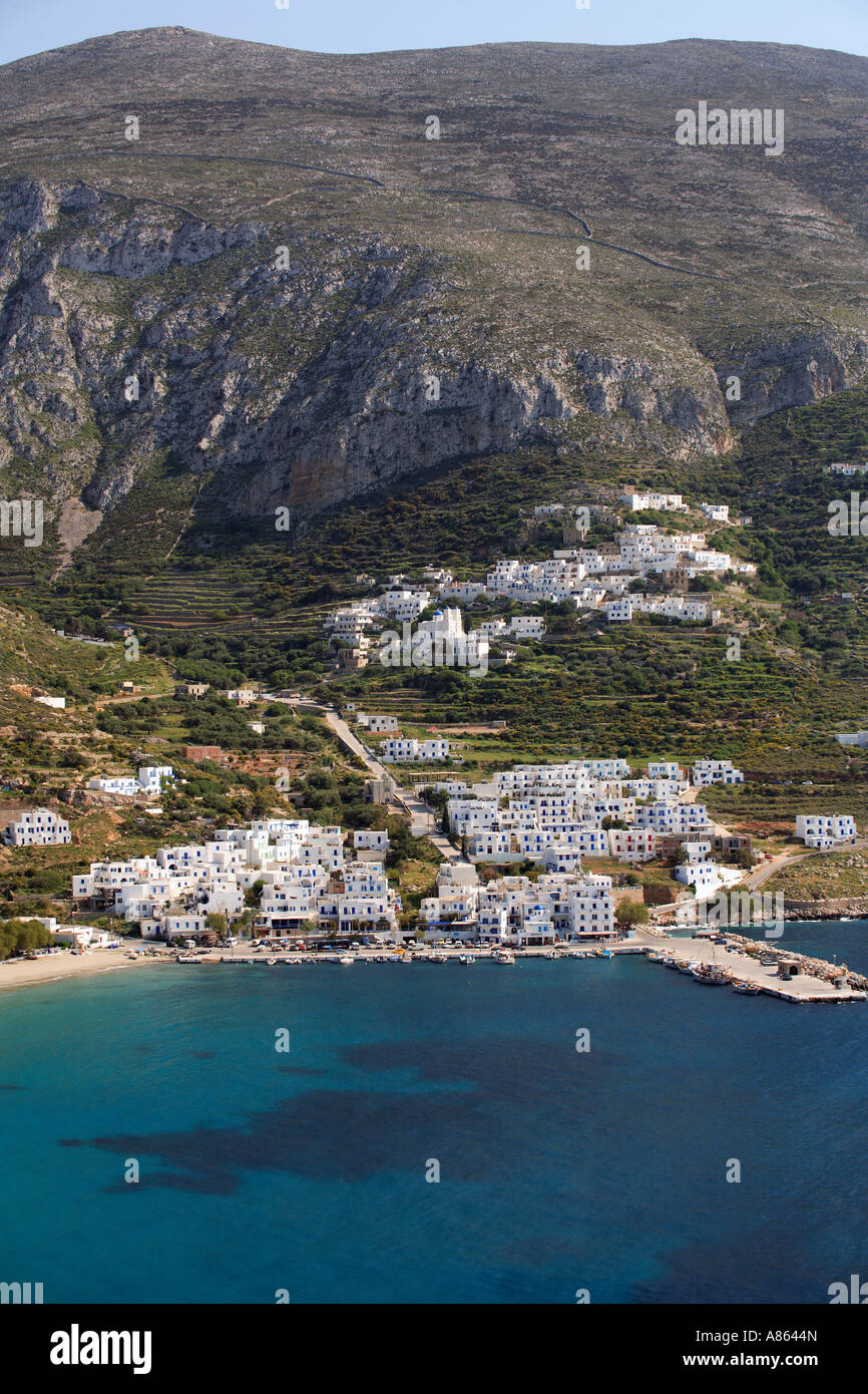GREECE CYCLADES AMORGOS ISLAND A VIEW OF THE BAY OF AEGIALI AND POTAMOS ...