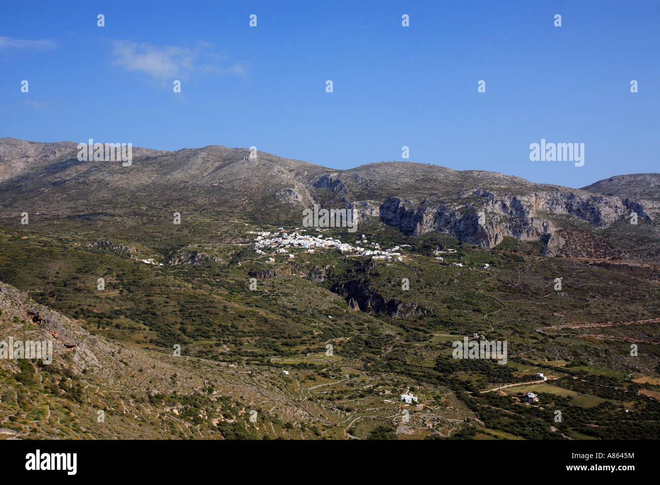 GREECE CYCLADES AMORGOS ISLAND A VIEW OF THE VILLAGE OF LANGADA Stock ...