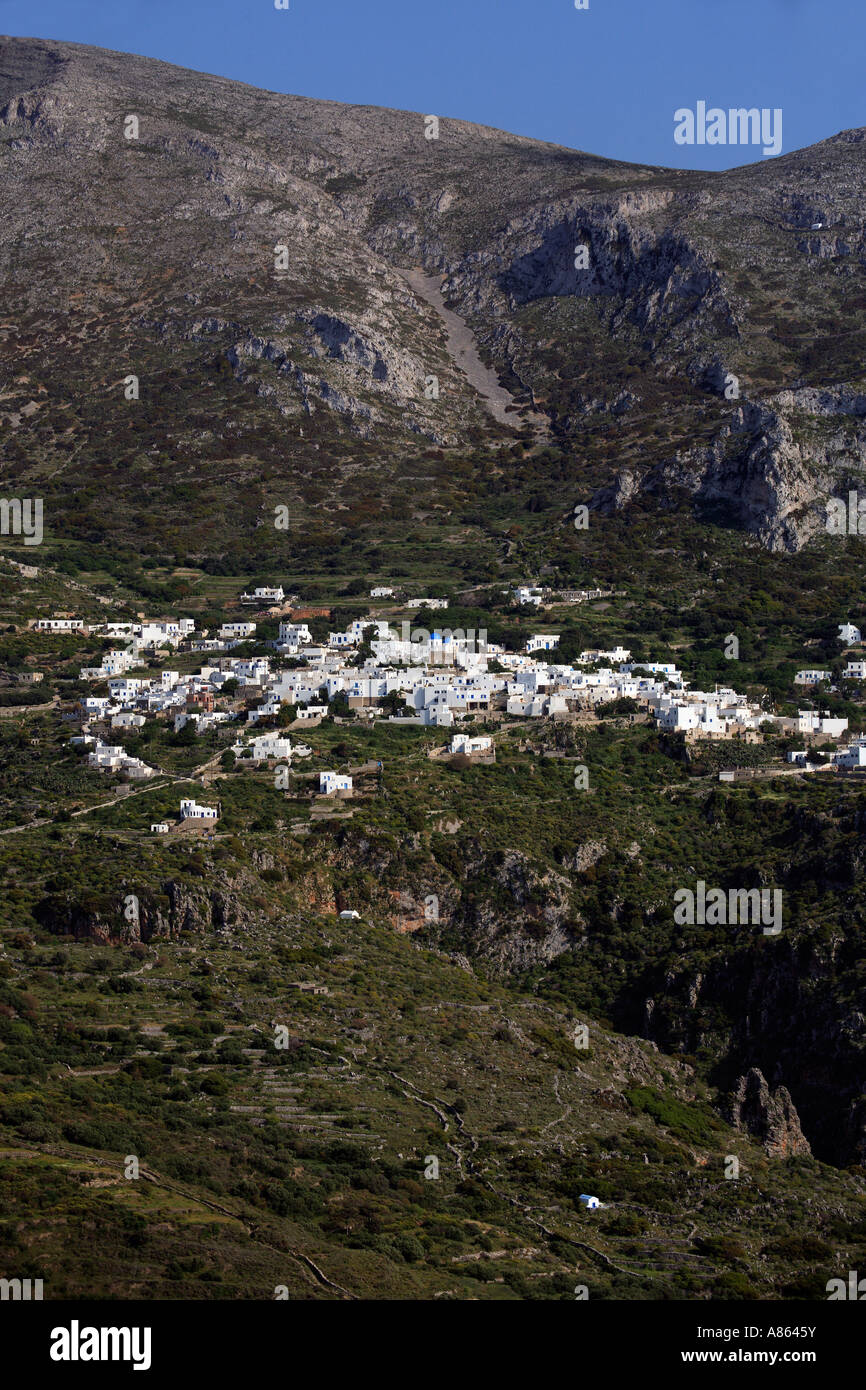 GREECE CYCLADES AMORGOS ISLAND A VIEW OF THE VILLAGE OF LANGADA Stock ...