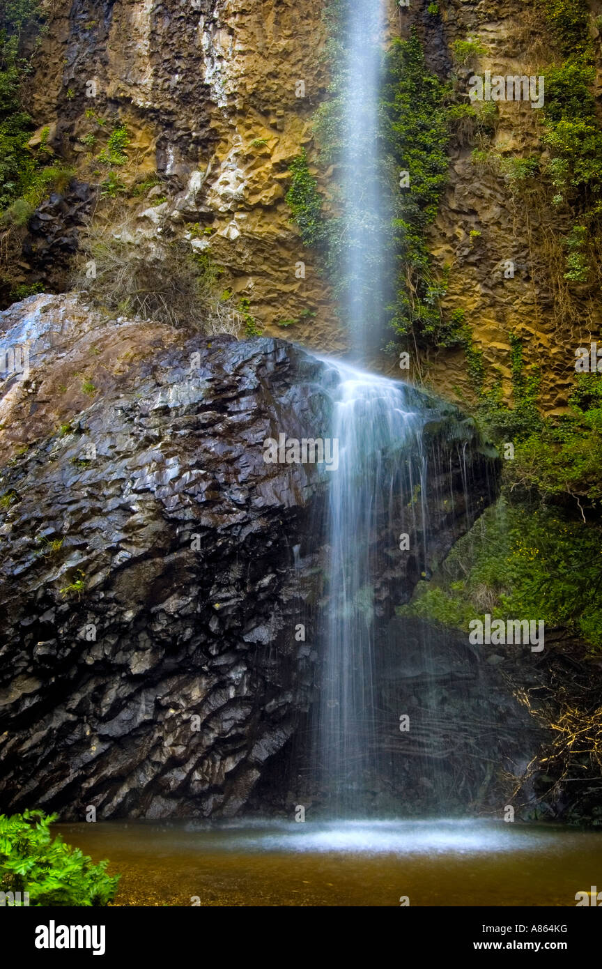 waterfall and volcanic rocks Stock Photo - Alamy