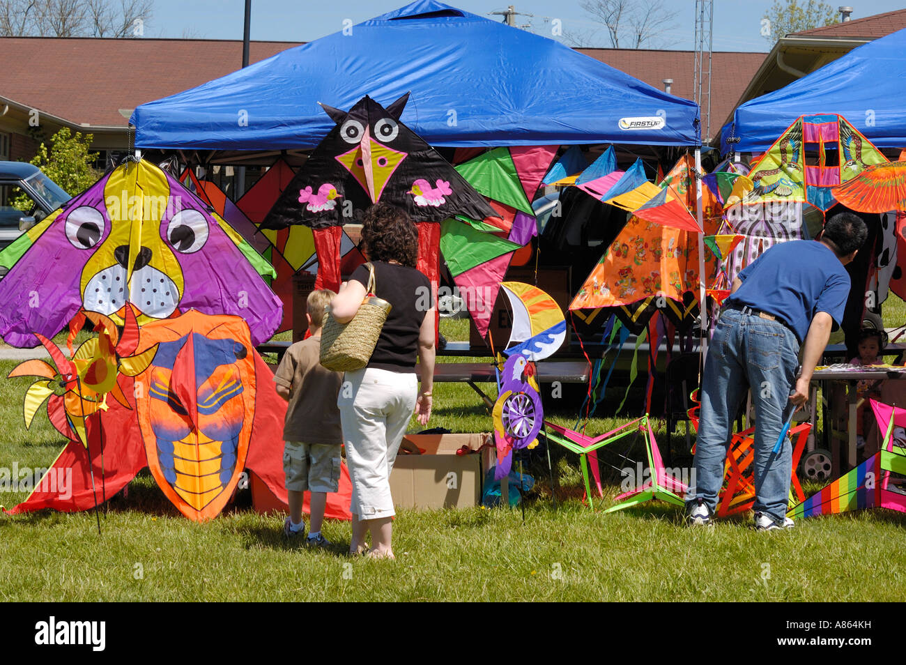 Stock image a colorful kite sales booth at the International Kite and ...