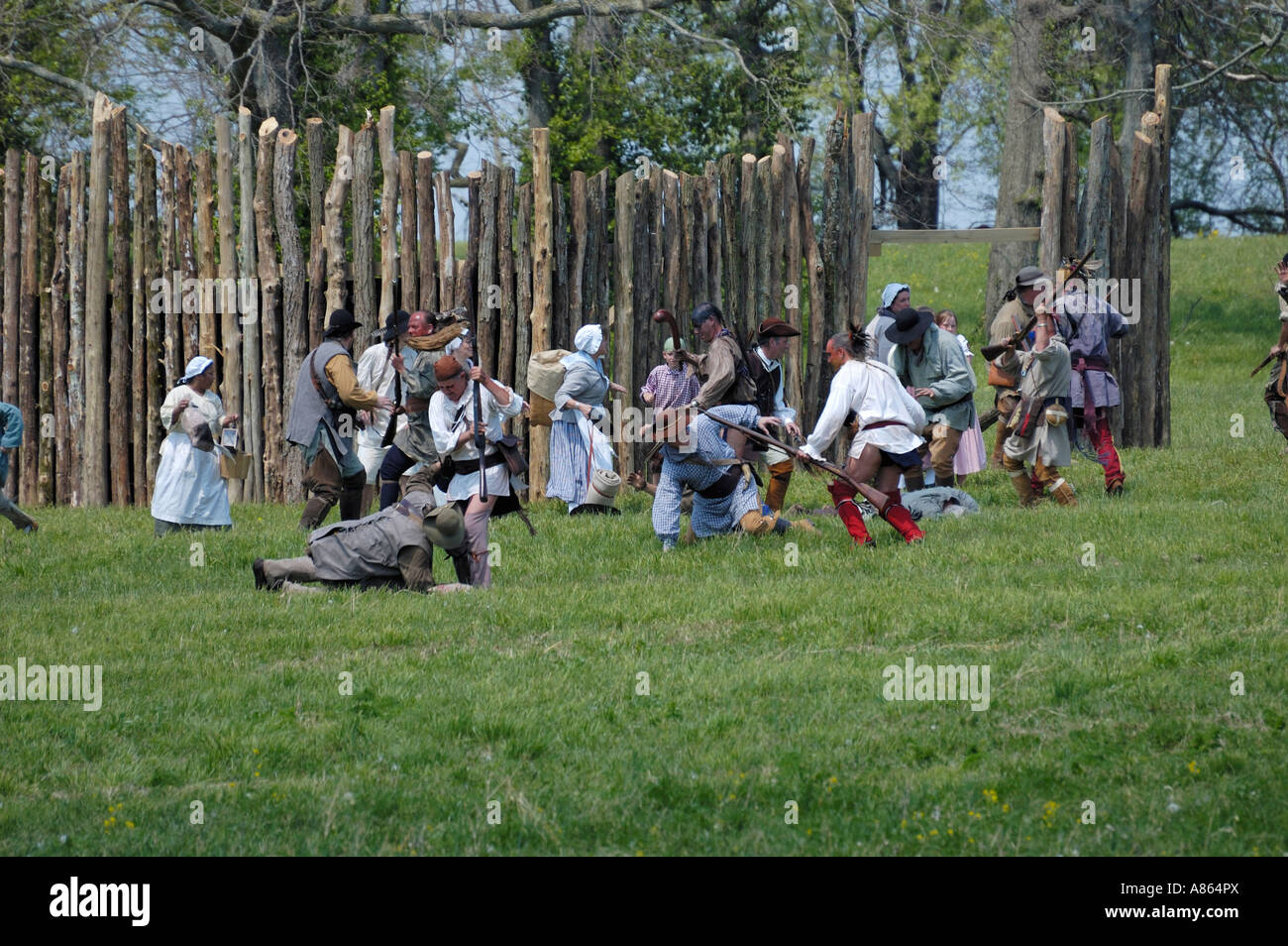 Reenactment of the Ruddles Station Massacre in Kentucky Stock Photo - Alamy
