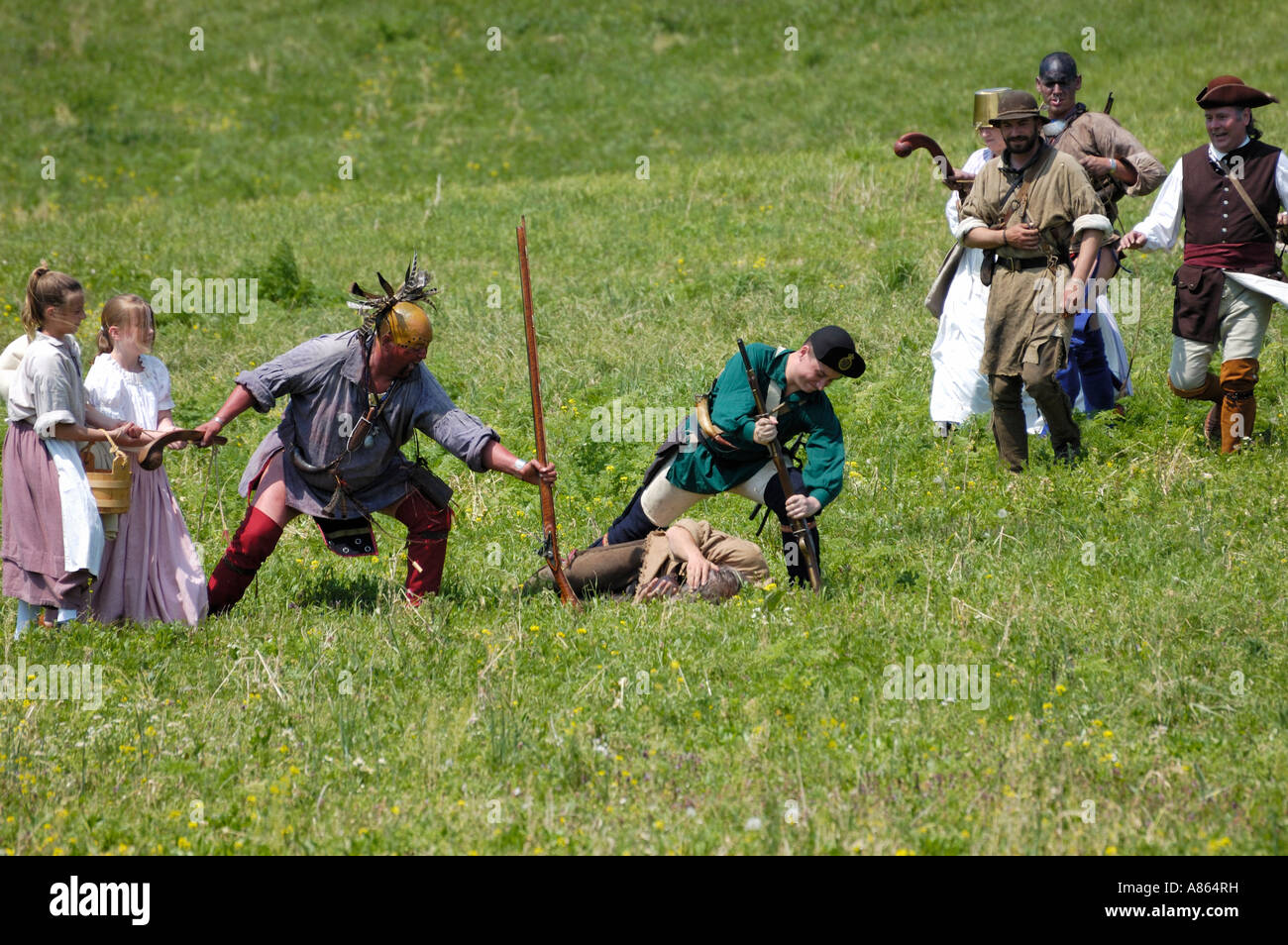 Reenactment of the Ruddles Station Massacre in Kentucky Stock Photo - Alamy