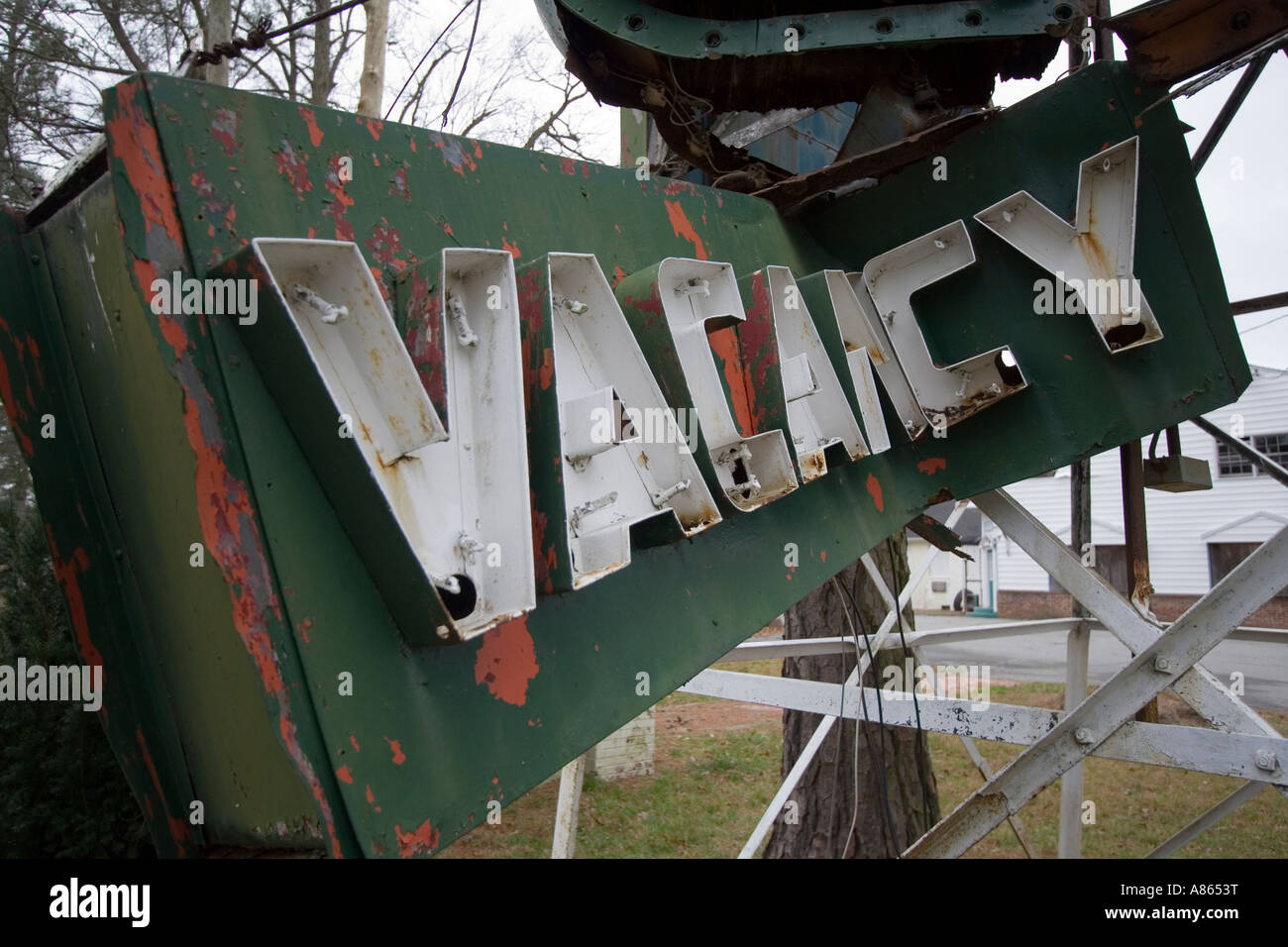 A vacancy sign at a vacant hotel Stock Photo - Alamy