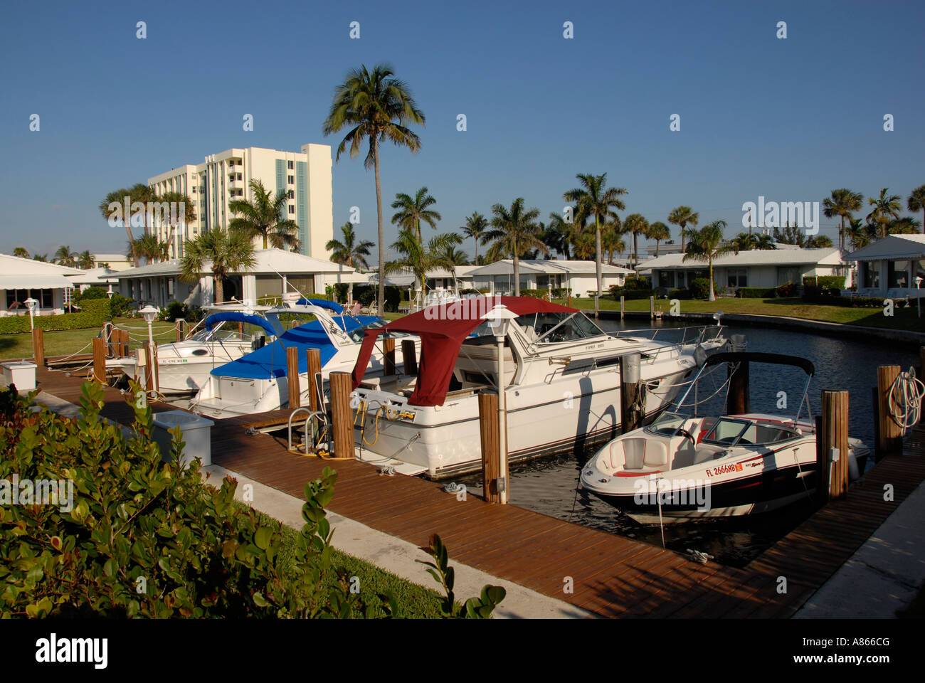 Luxury boats moored Florida waterway Stock Photo - Alamy