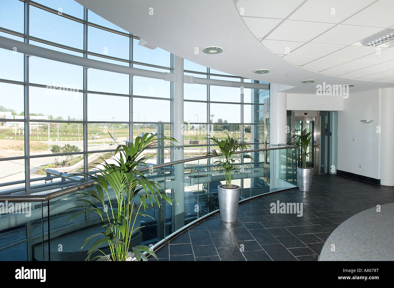 Reception Area with Panoranic Windows Modern Office Interior Stock ...