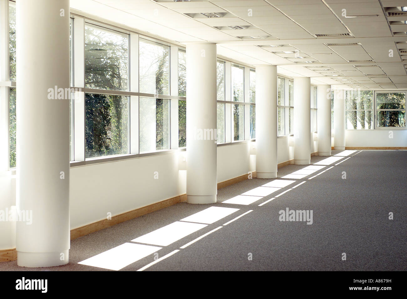 Panoramic Windows Empty Modern Office Interior Stock Photo - Alamy