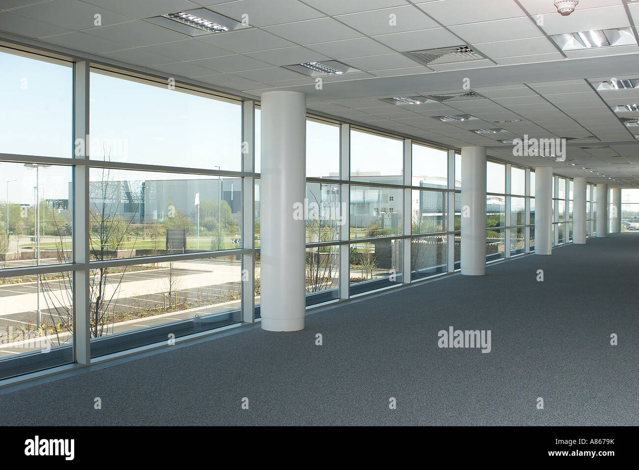 Panoramic Windows Empty Modern Office Interior Stock Photo - Alamy