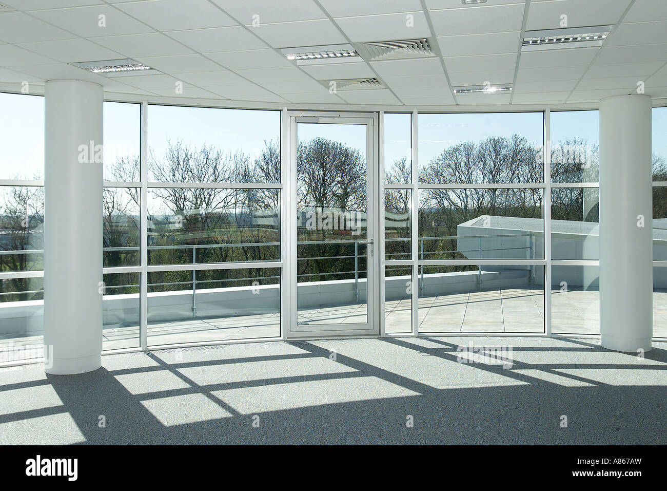 Panoramic Windows Empty Modern Office Interior Stock Photo - Alamy