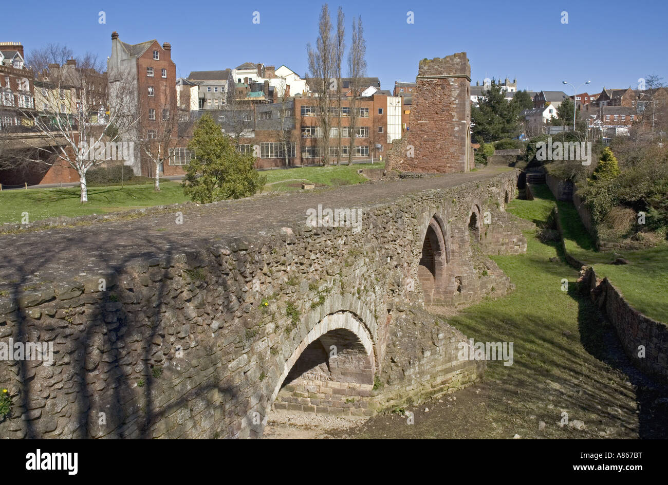 Part of the remaining structure of the old stone medieval bridge across ...