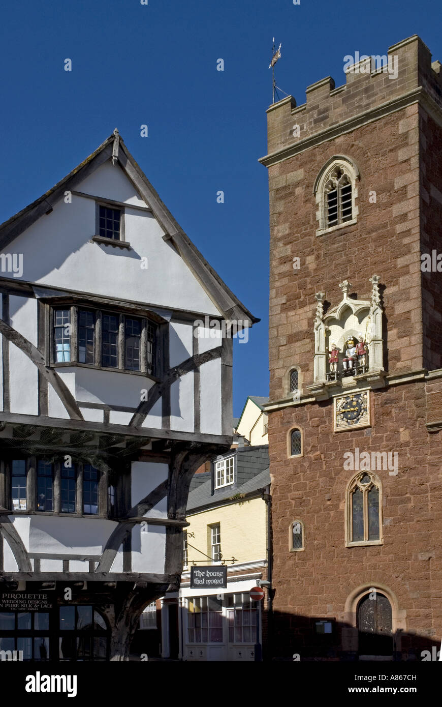 The church of St Mary Steps and the "house that moved" in Exeter Stock ...