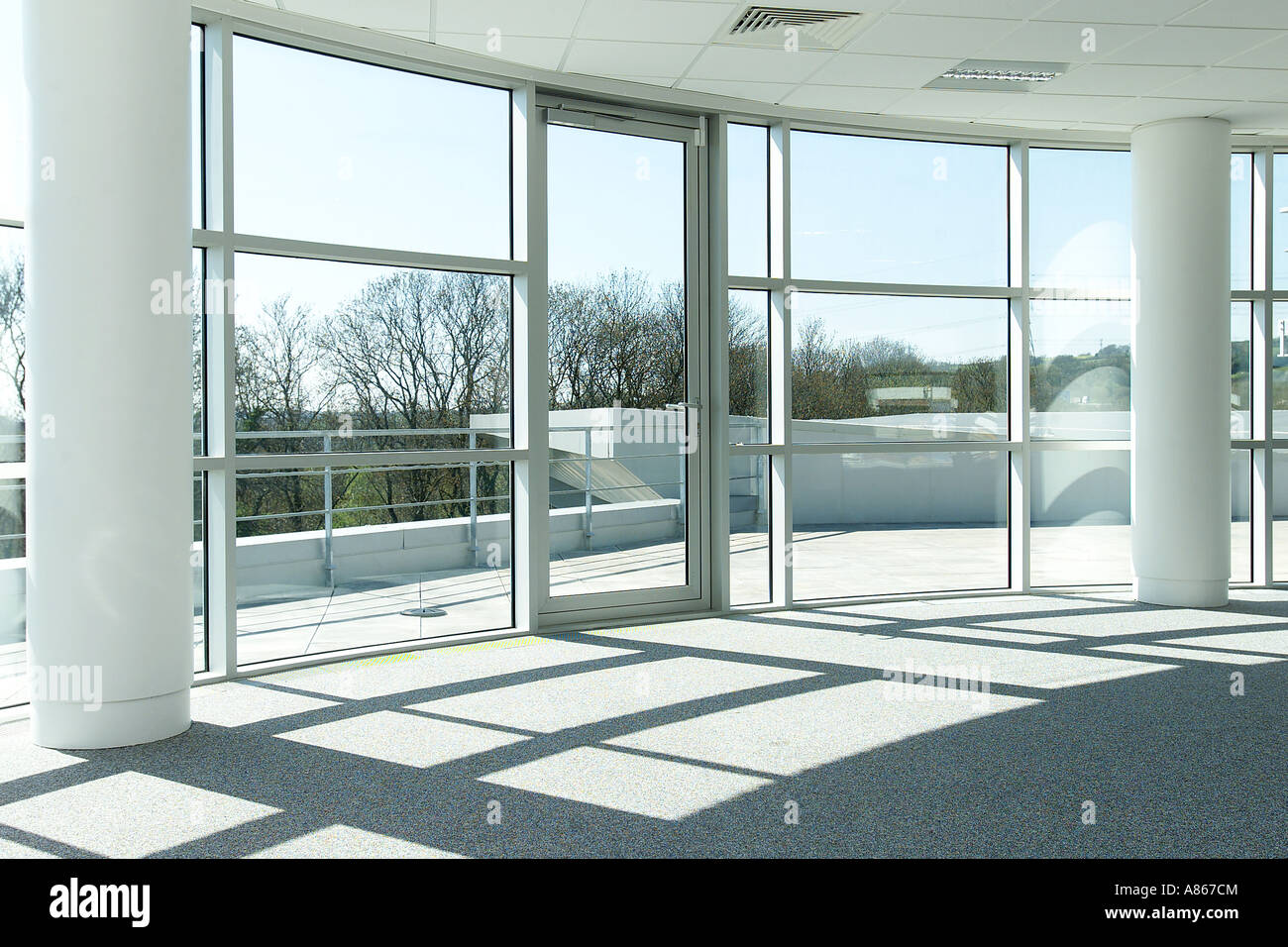 Panoramic Windows Empty Modern Office Interior Stock Photo - Alamy
