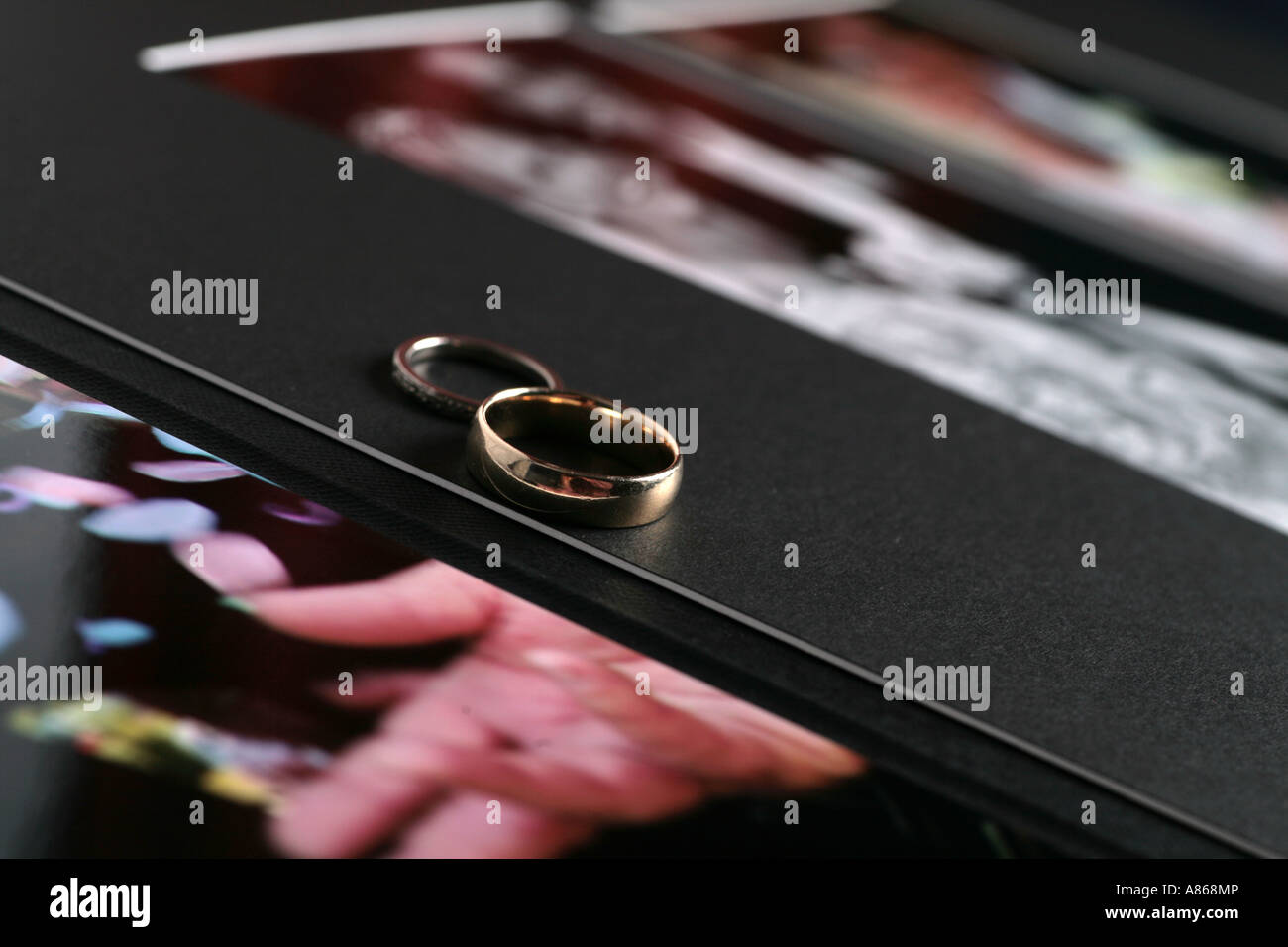 wedding album with rings Stock Photo - Alamy