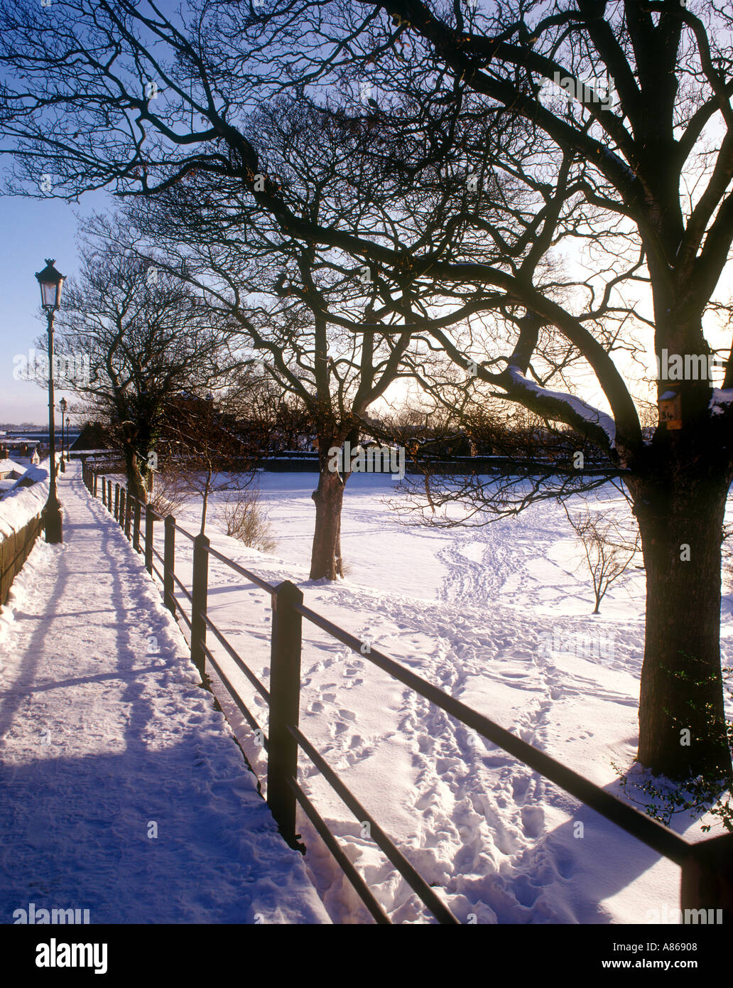 The Roman walls covered in snow Chester Cheshire England UK Stock Photo ...