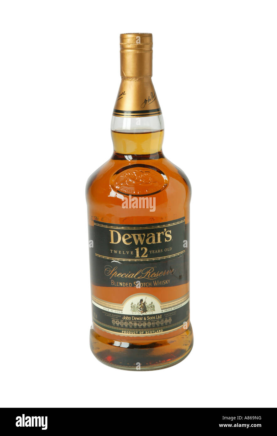 Dewars 12 year old whiskey on studio white backgroundDw Stock Photo - Alamy