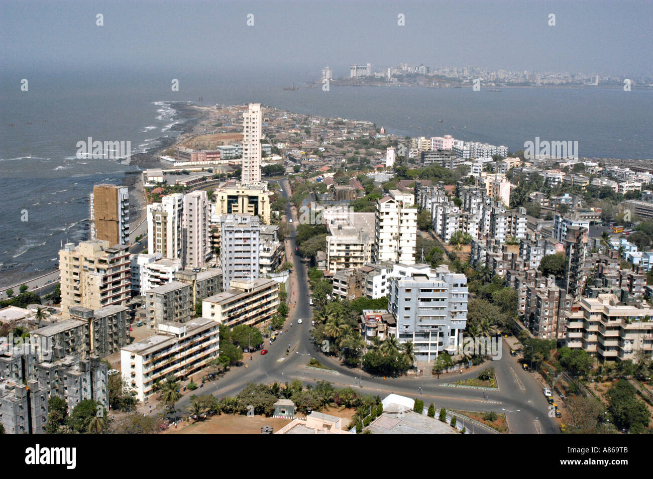 Aerial view of buildings at Worli with Bandra showing high rise Stock ...