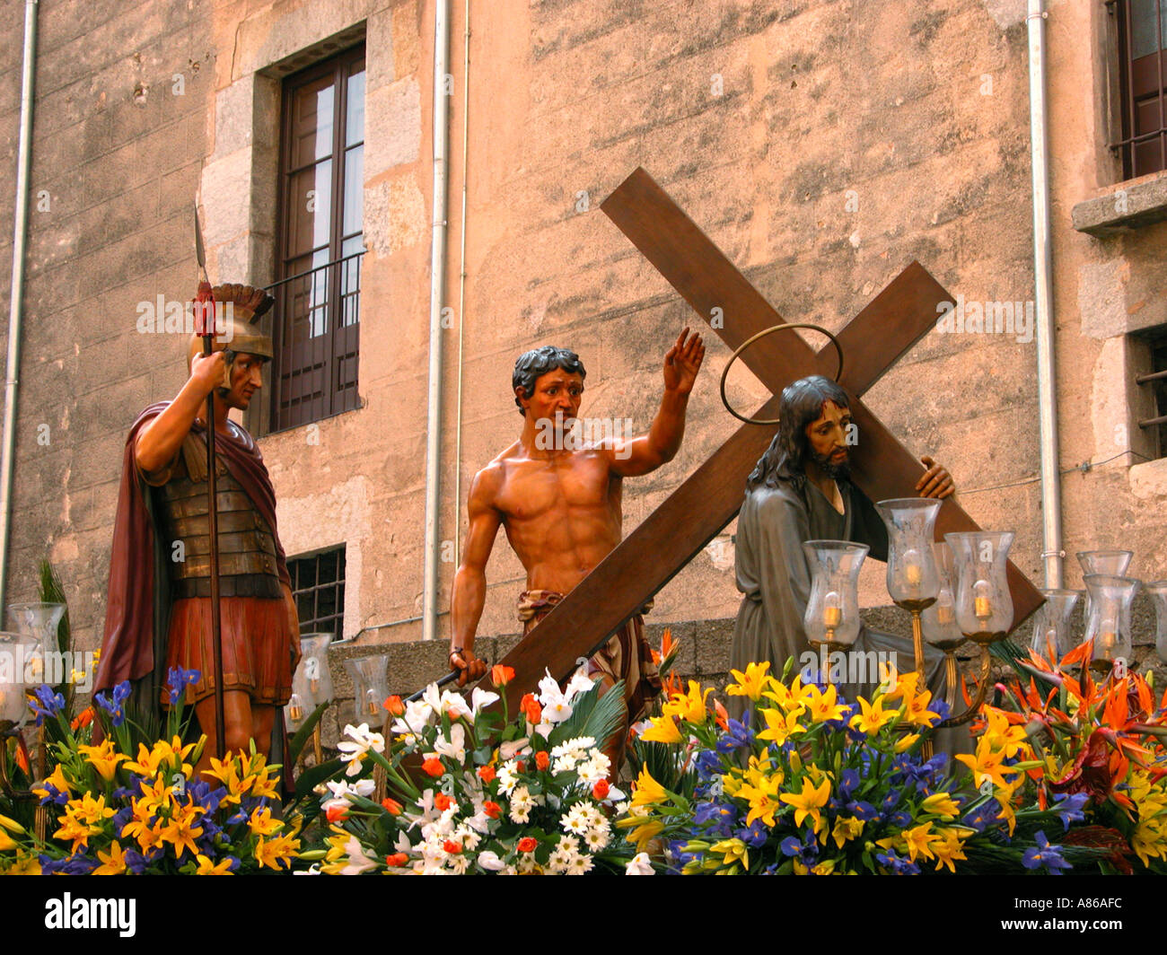 Good Friday procession statues in Old town Girona Spain Stock Photo - Alamy