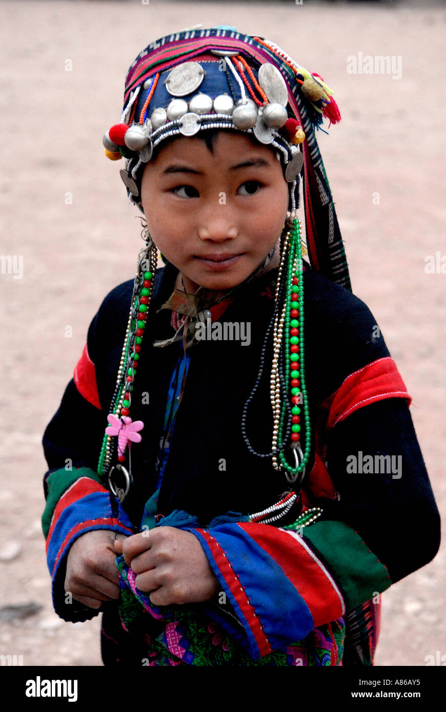Akha girl Muang Sing market Luang Nam Tha Province Northern Laos Stock ...
