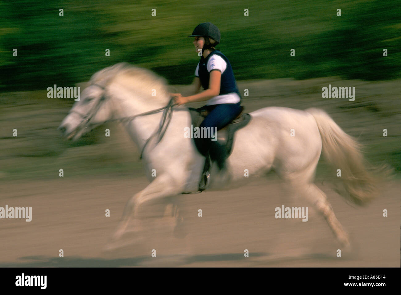 Girl teenager riding horse pony hi-res stock photography and images - Alamy