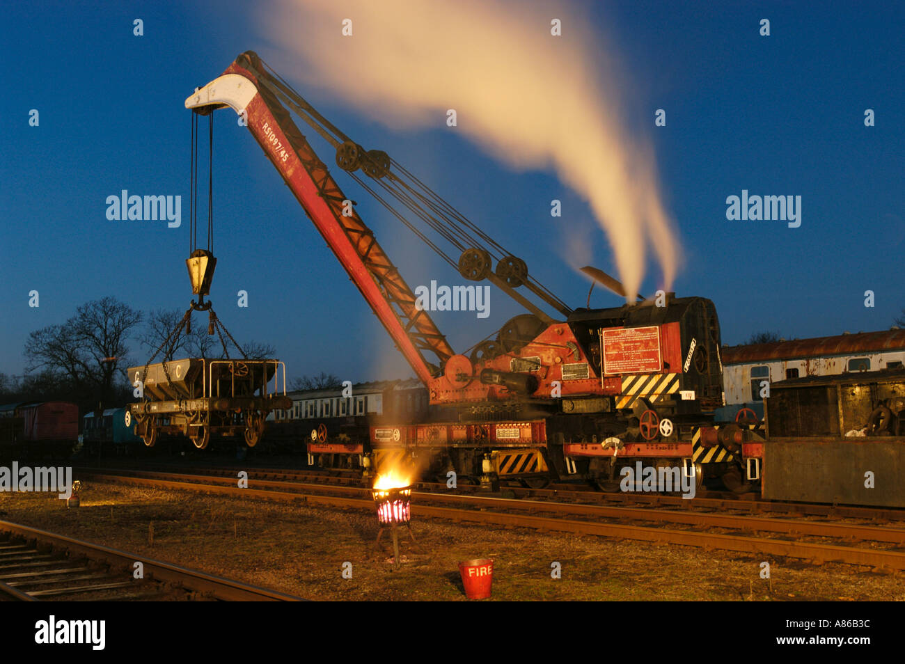 Steam crane on the Great Central Railway Stock Photo - Alamy