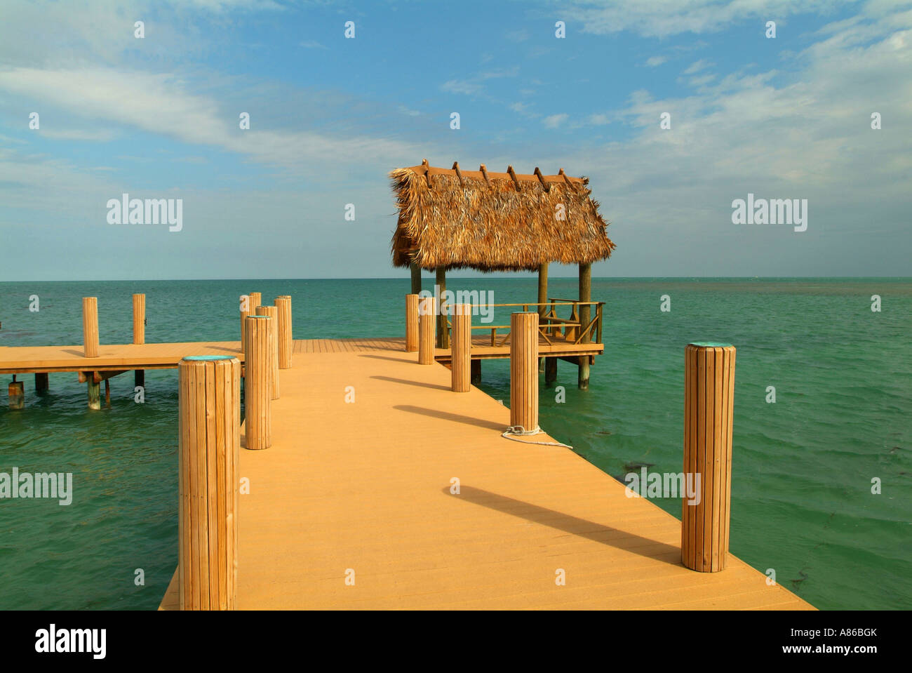 A dock and tiki hut at pigeon Key Florida Stock Photo - Alamy