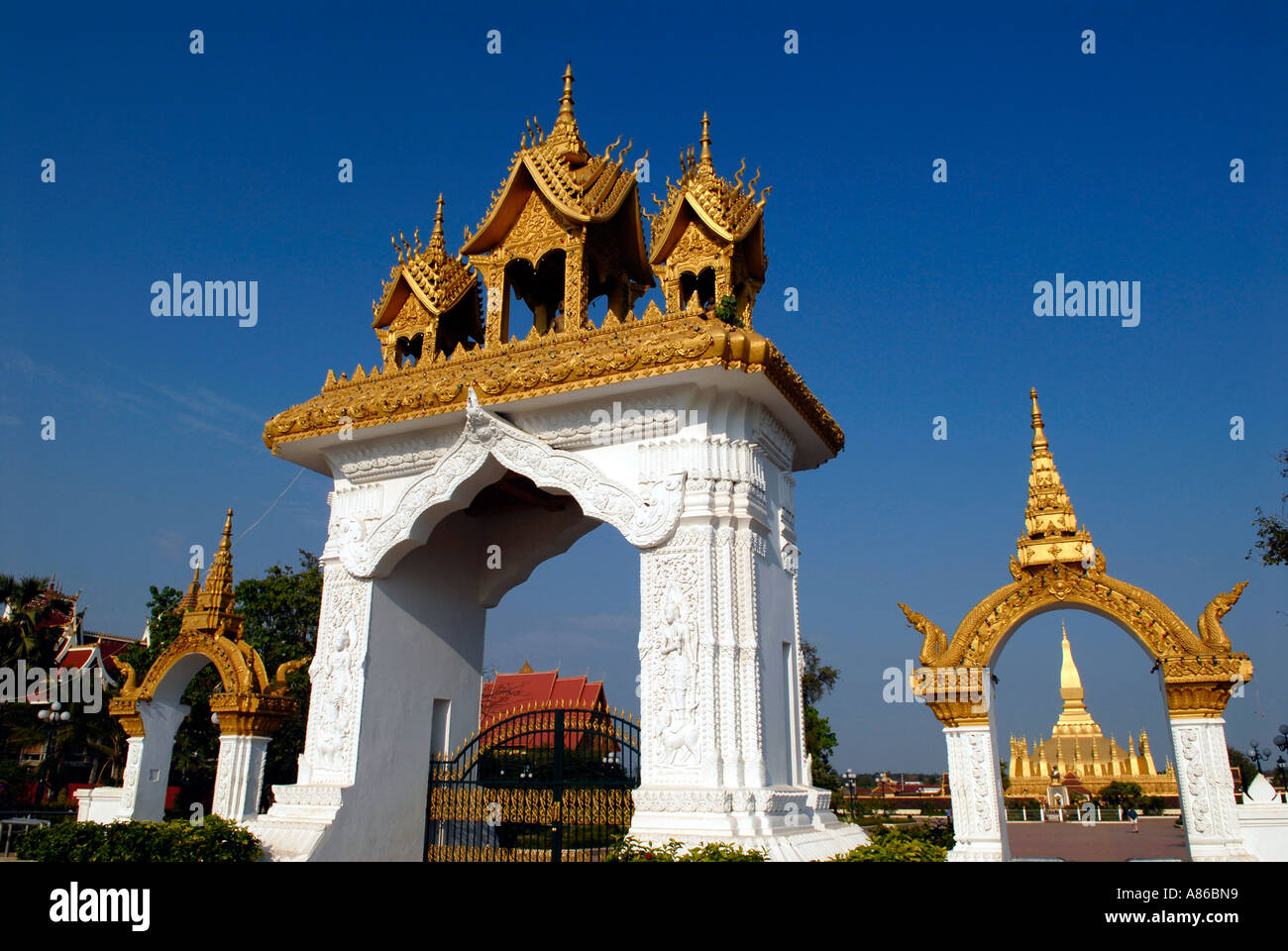 Entrance gate Pha That Luang Vientiane Laos Stock Photo - Alamy