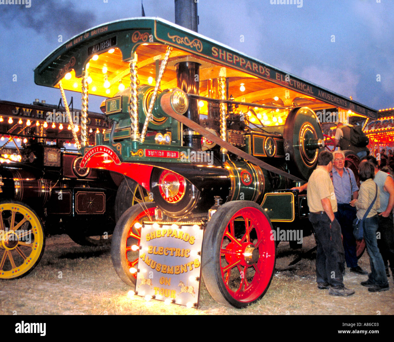 Showman's Steam Engine at night Stock Photo - Alamy