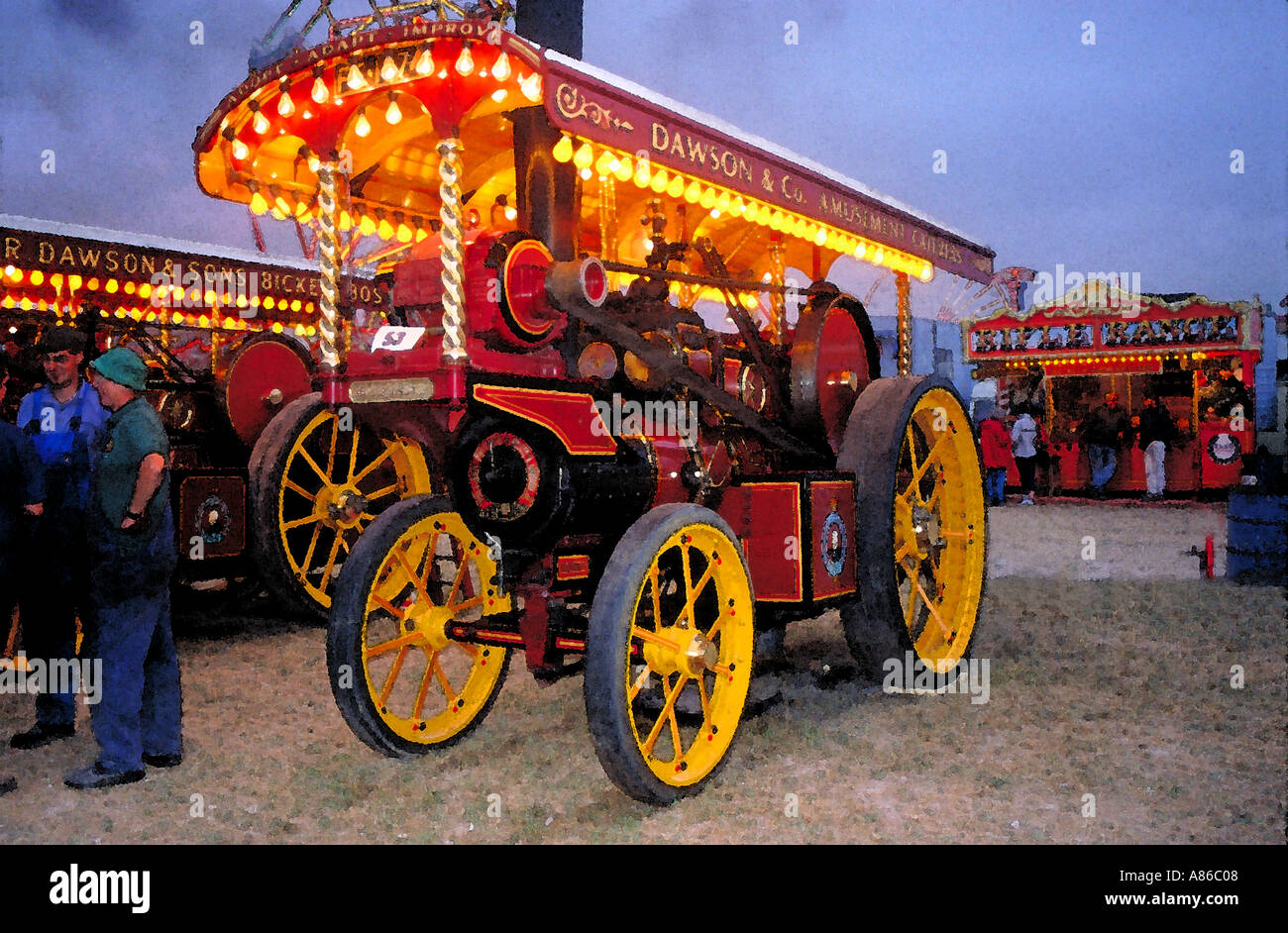 Showman's Engine at night (Watercolour style Stock Photo - Alamy
