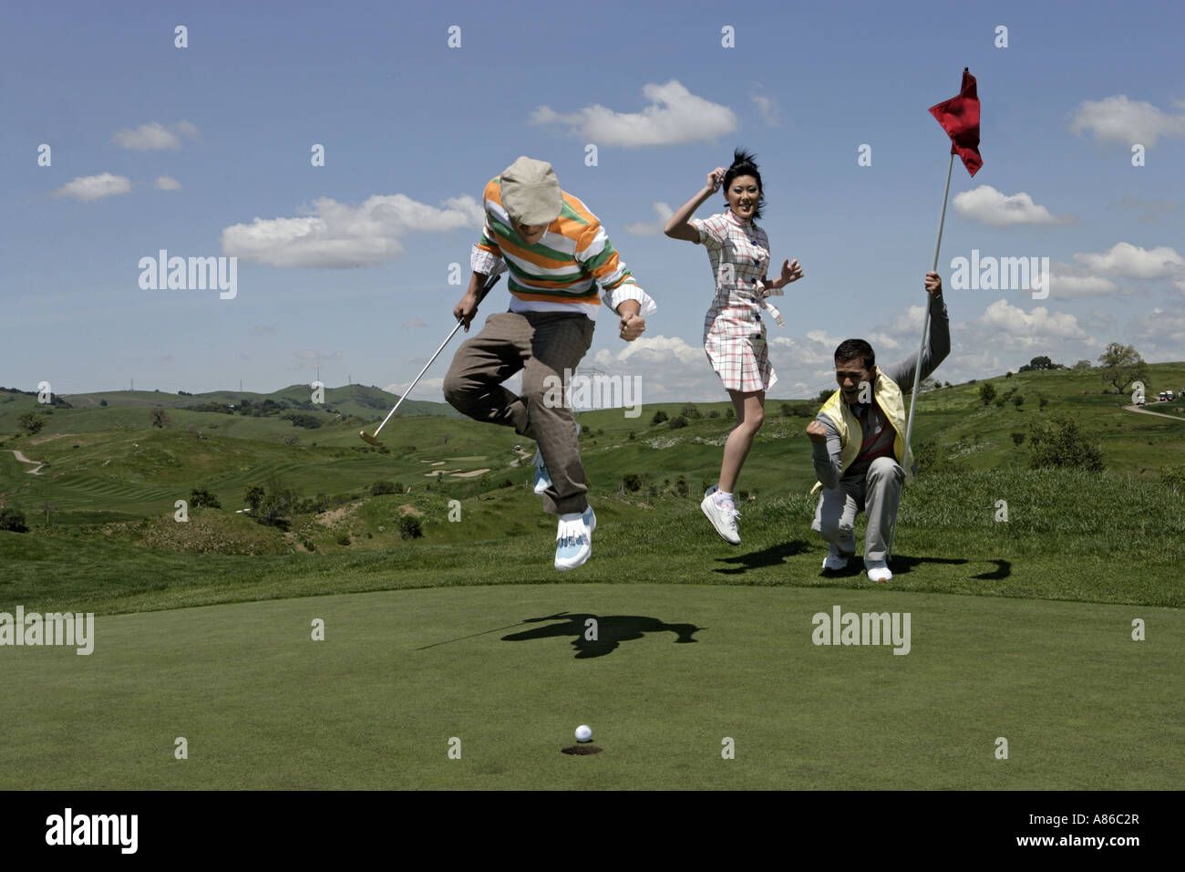 Three friends on golf hi-res stock photography and images - Alamy