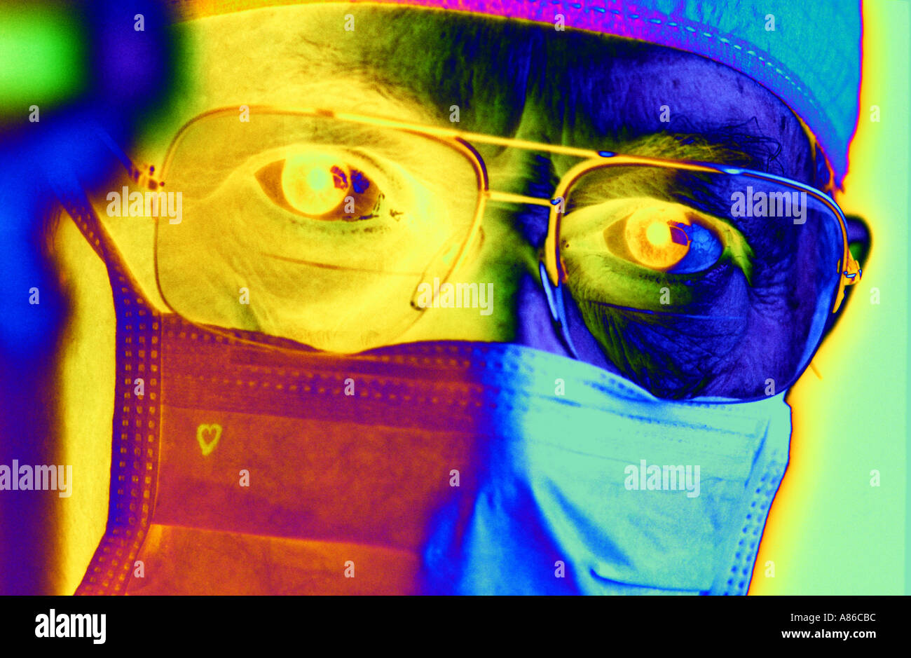 doctor examining patient with green laser light abstract image Stock ...