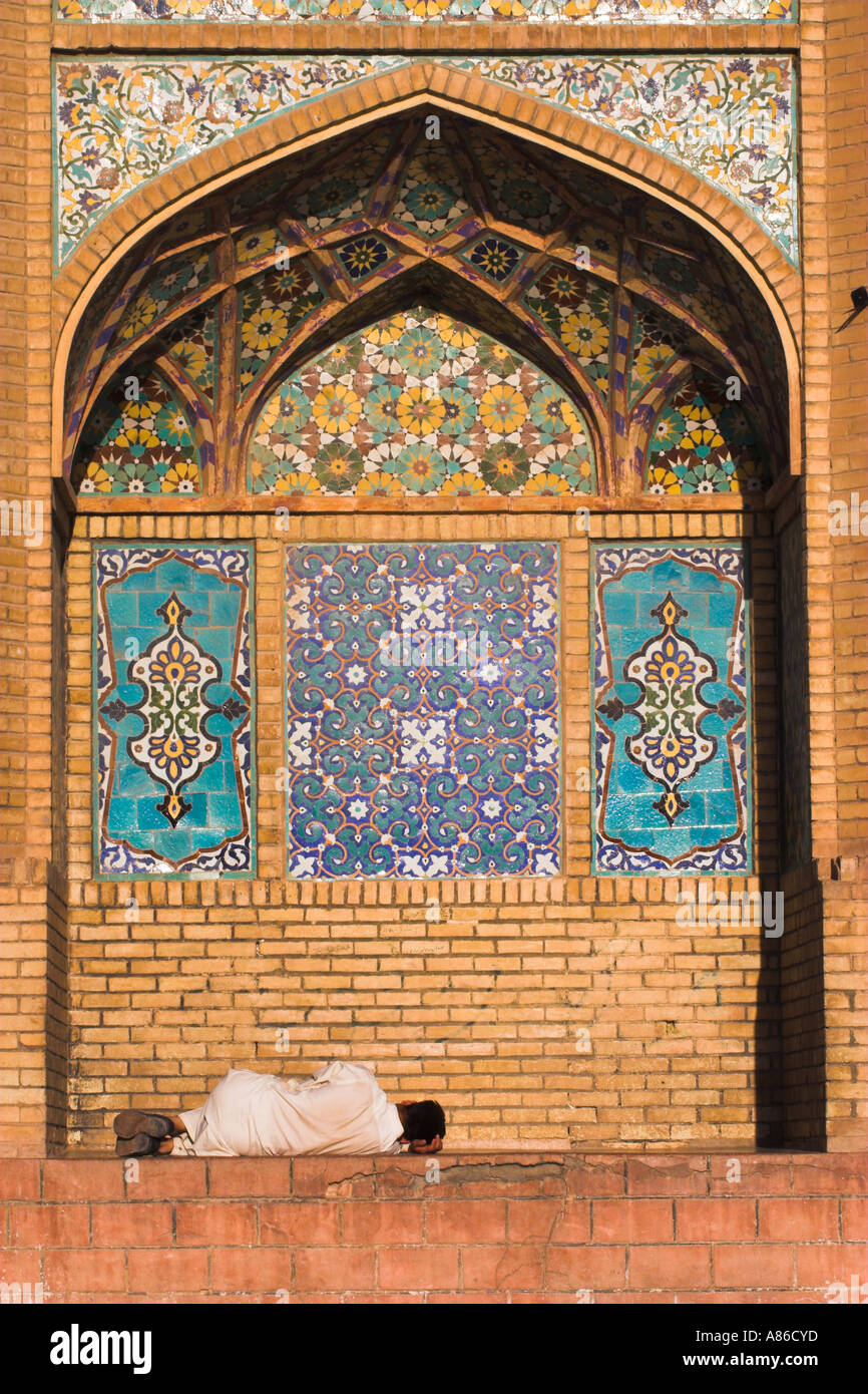 AFGHANISTAN Herat Man sleeping in niche of Friday Mosque or Masjet eJam ...