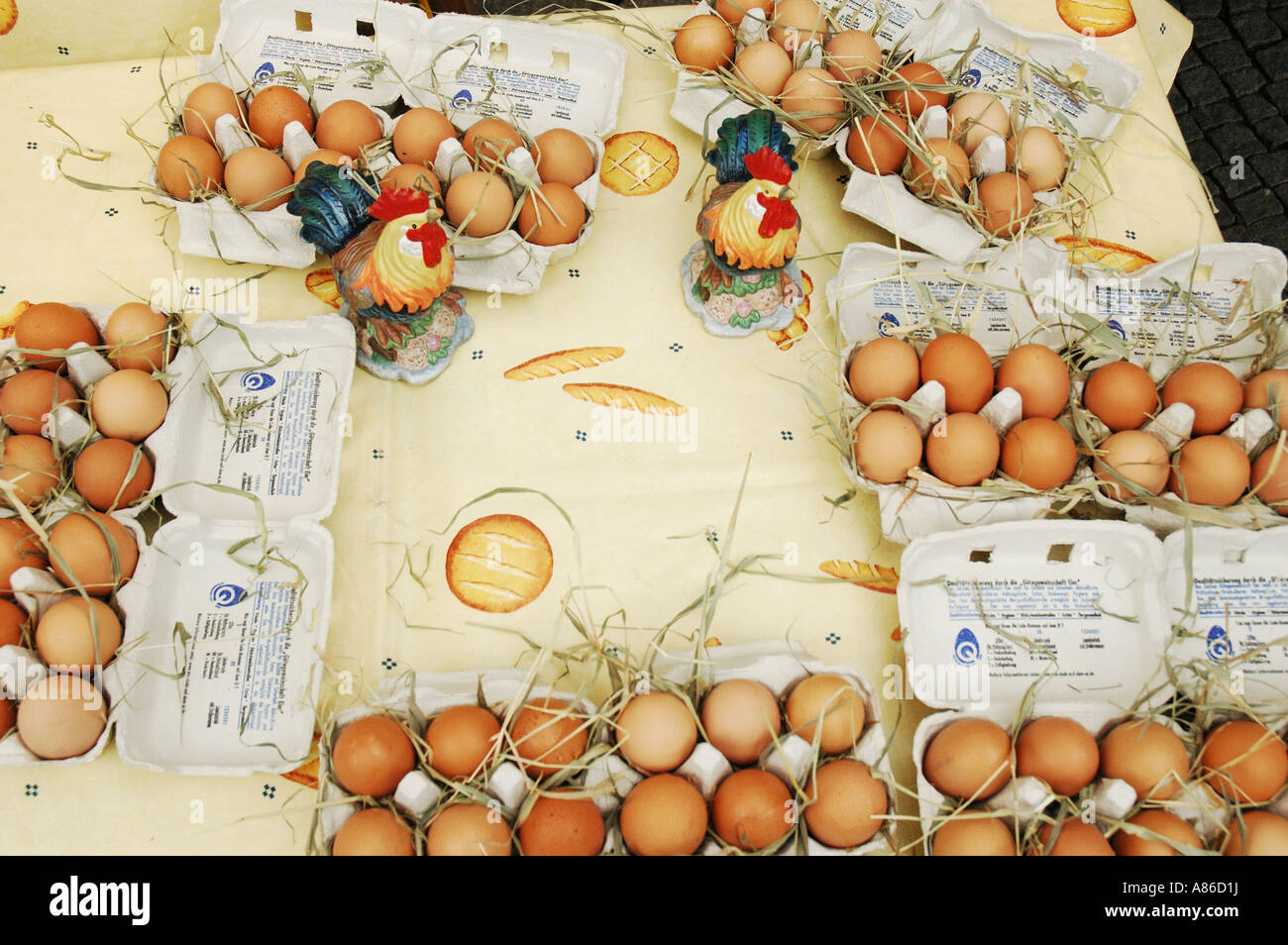 Eggs on sale on Winterfeldtmarkt open market Berlin Germany Stock Photo ...