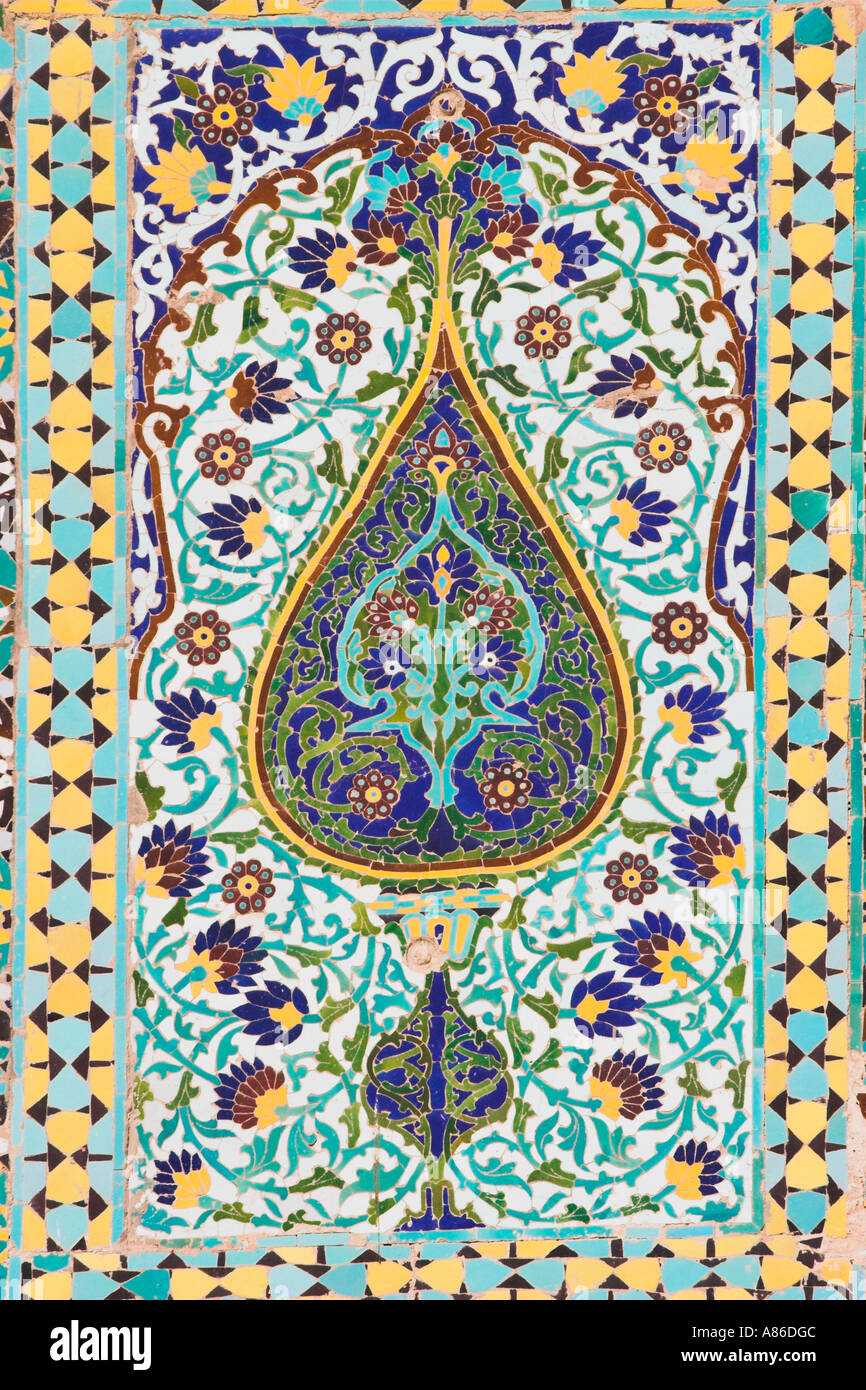 AFGHANISTAN Herat Detail of tile work in courtyard of Friday Mosque or ...