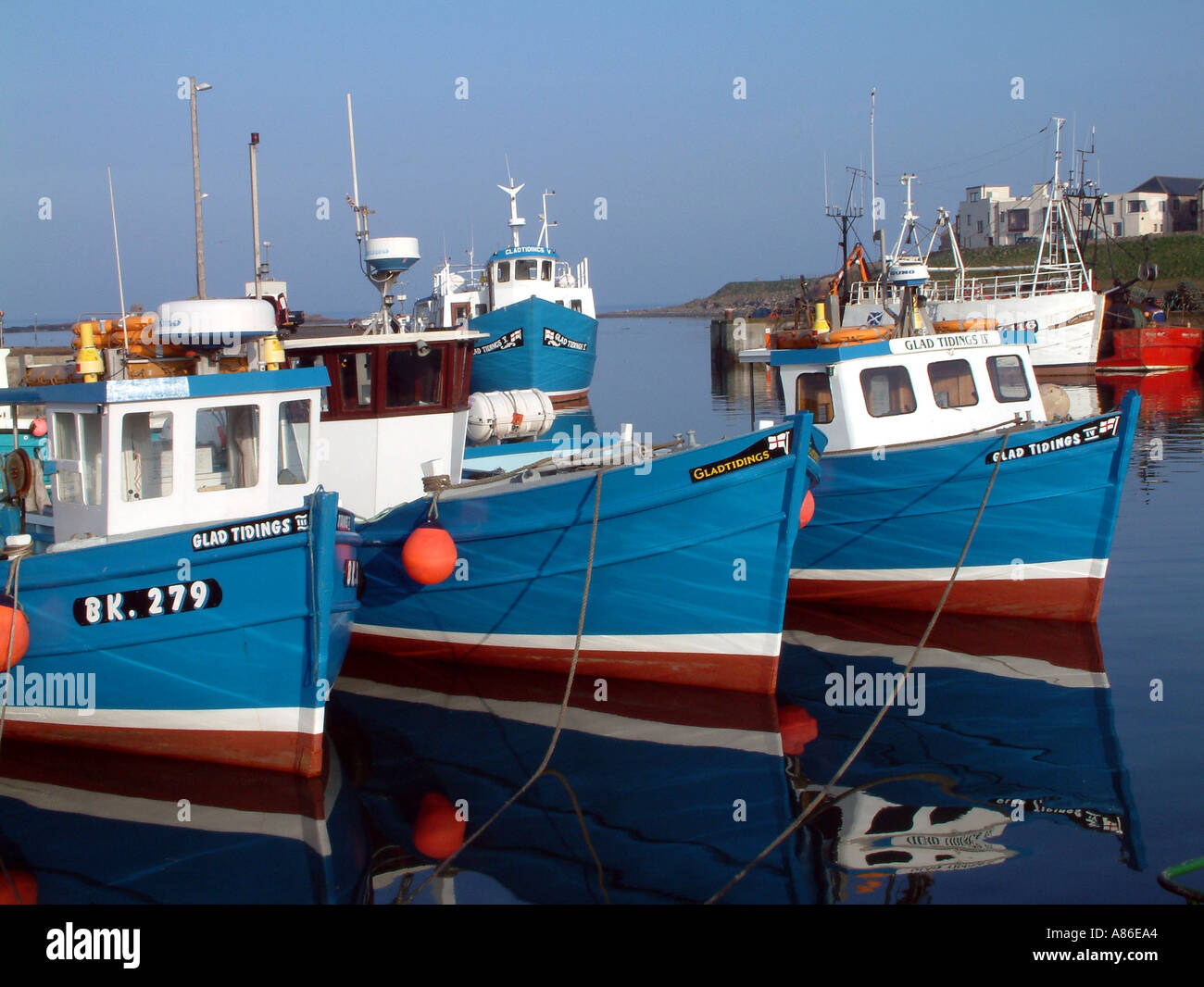 Fishing boats in Seahouses Harbour Stock Photo - Alamy