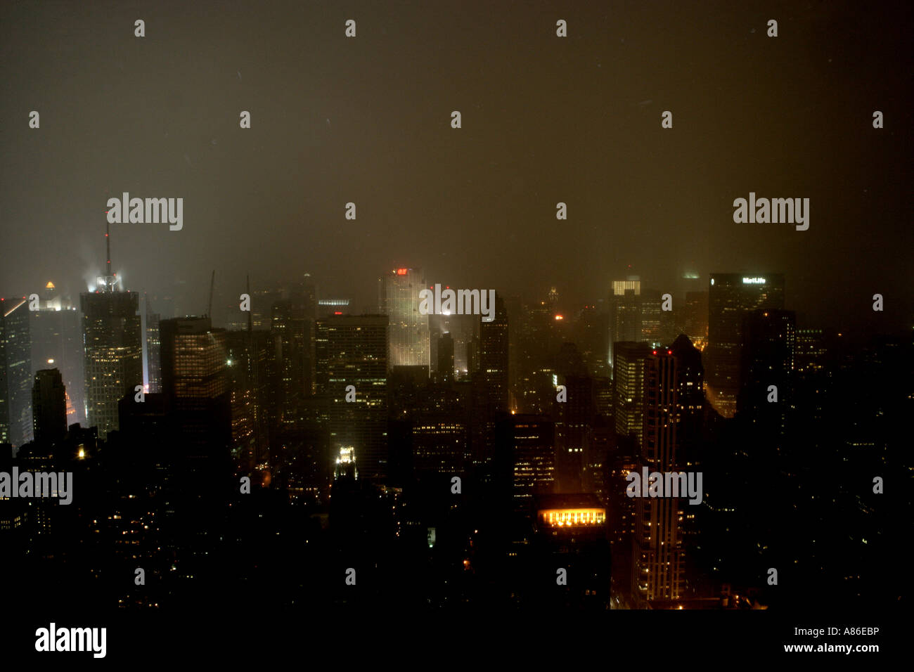 Night time view of a city skyline Stock Photo - Alamy