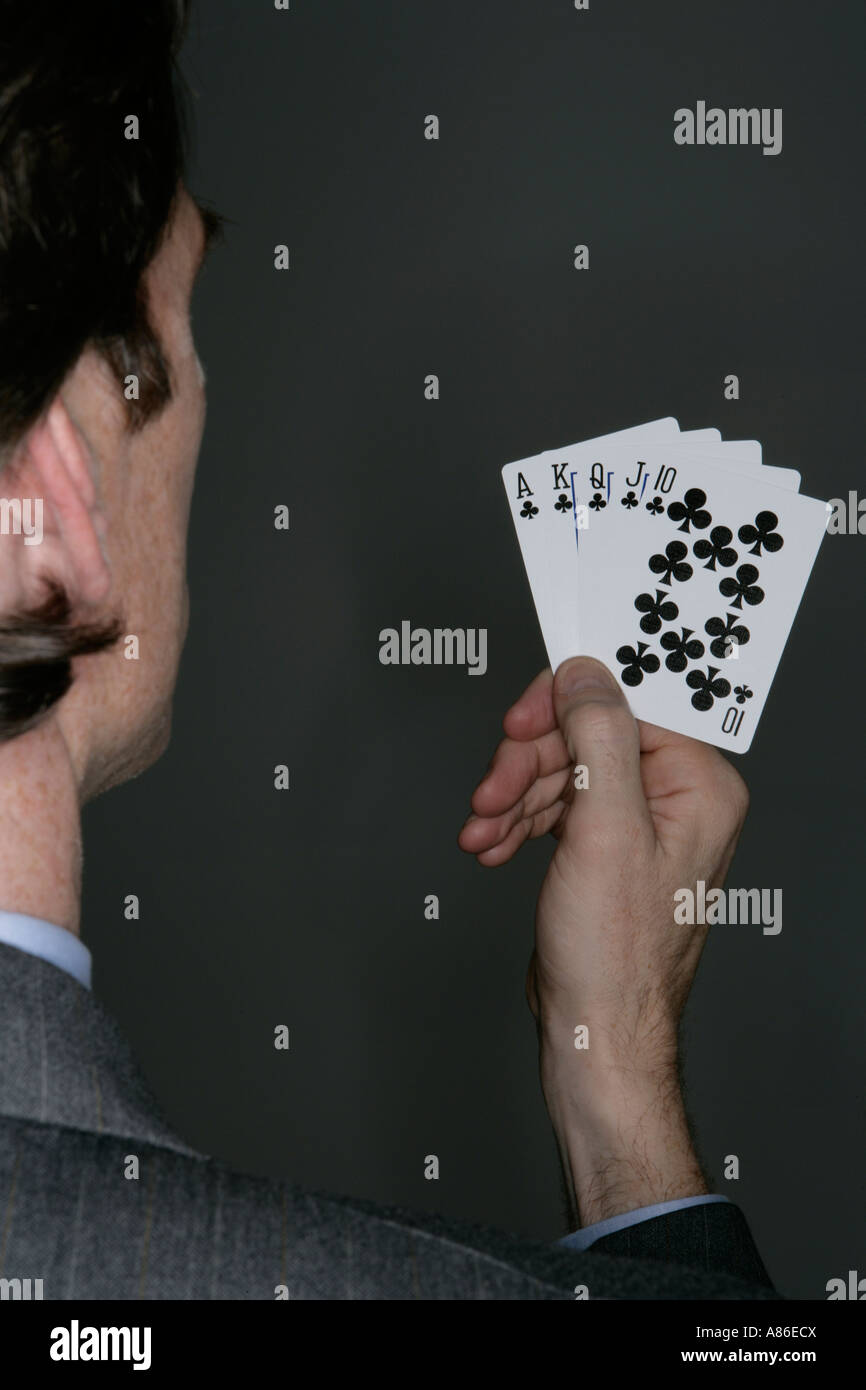 Businessman playing cards Stock Photo - Alamy