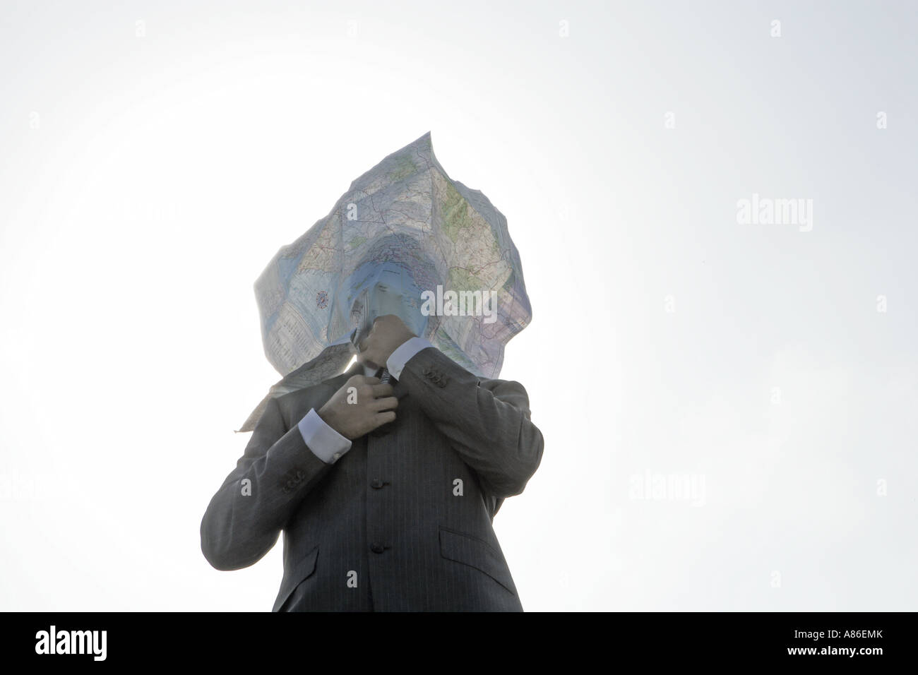 View of a man with paper covering his face Stock Photo - Alamy