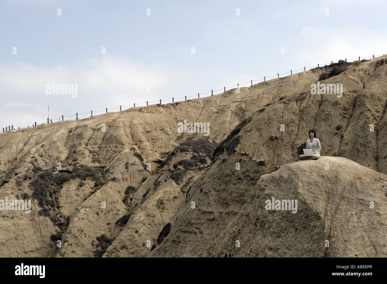 Female sitting on cliff hi-res stock photography and images - Alamy