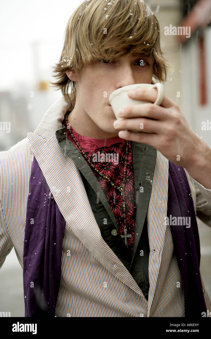 Man drinking beverage, close-up Stock Photo - Alamy