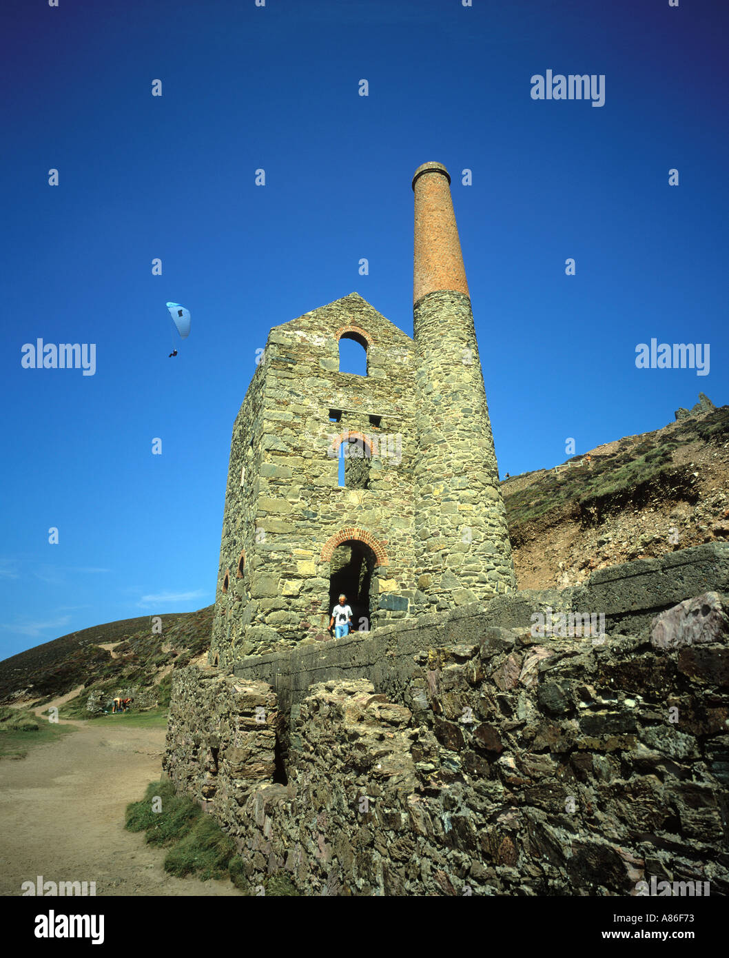 The ruined Cornish tin mine engine house of Wheal Coates near St Agnes ...