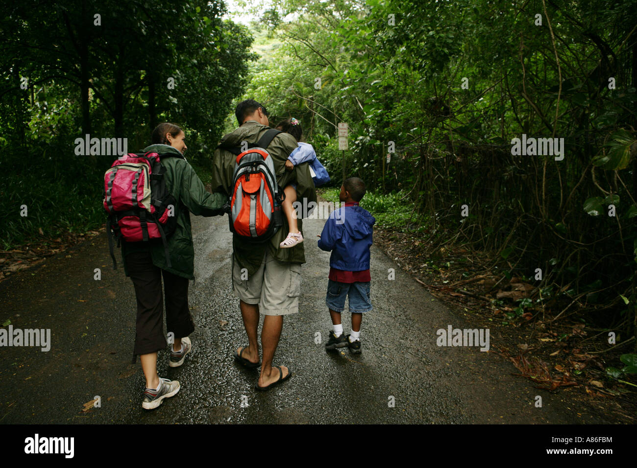 View of four people hiking Stock Photo - Alamy