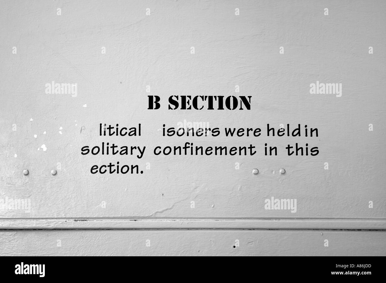 Robben Island cell block notice Stock Photo - Alamy